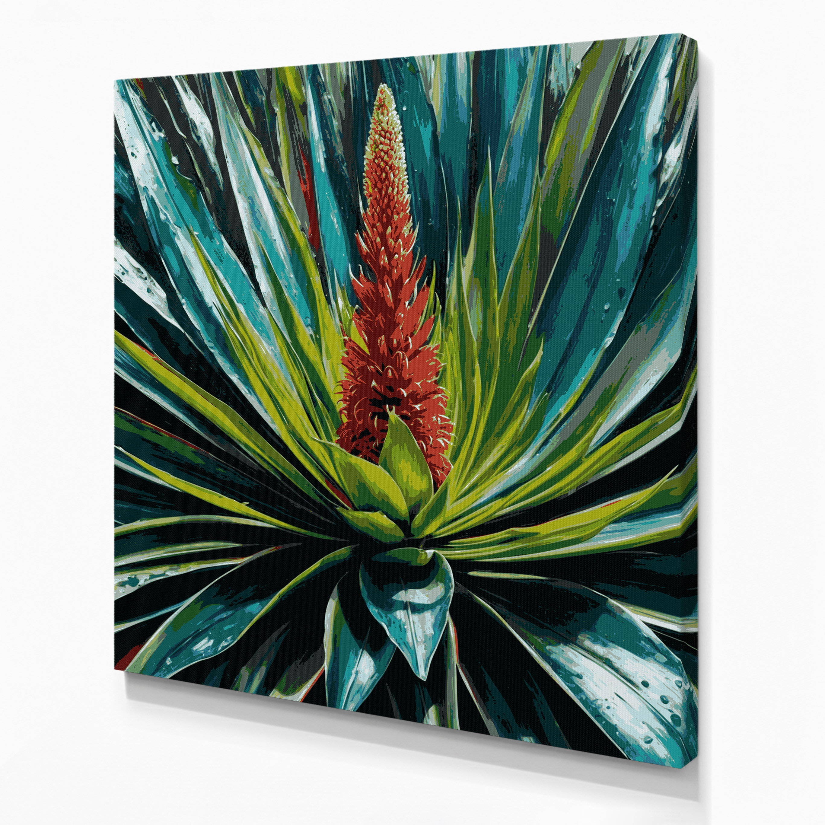 Latitude Run® Botanical Bromeliad Blue Canvas Wall Art | Wayfair