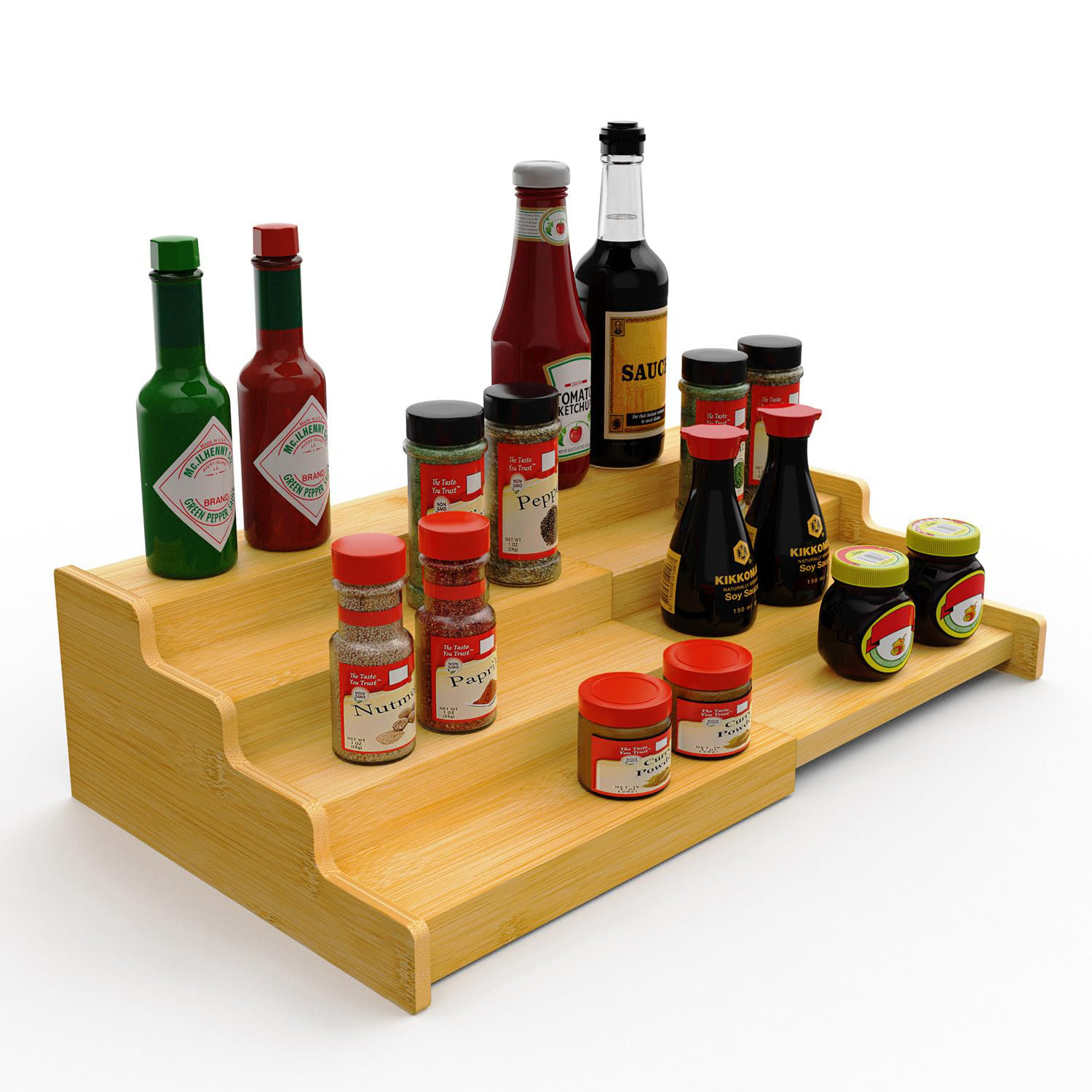 Foundry Select Expandable Bamboo Spice Rack Organizer - 4 Tier Design ...