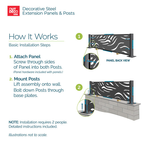 OUTDECO 18" Galvanized Steel Wall Extension Post, Black & Reviews | Wayfair