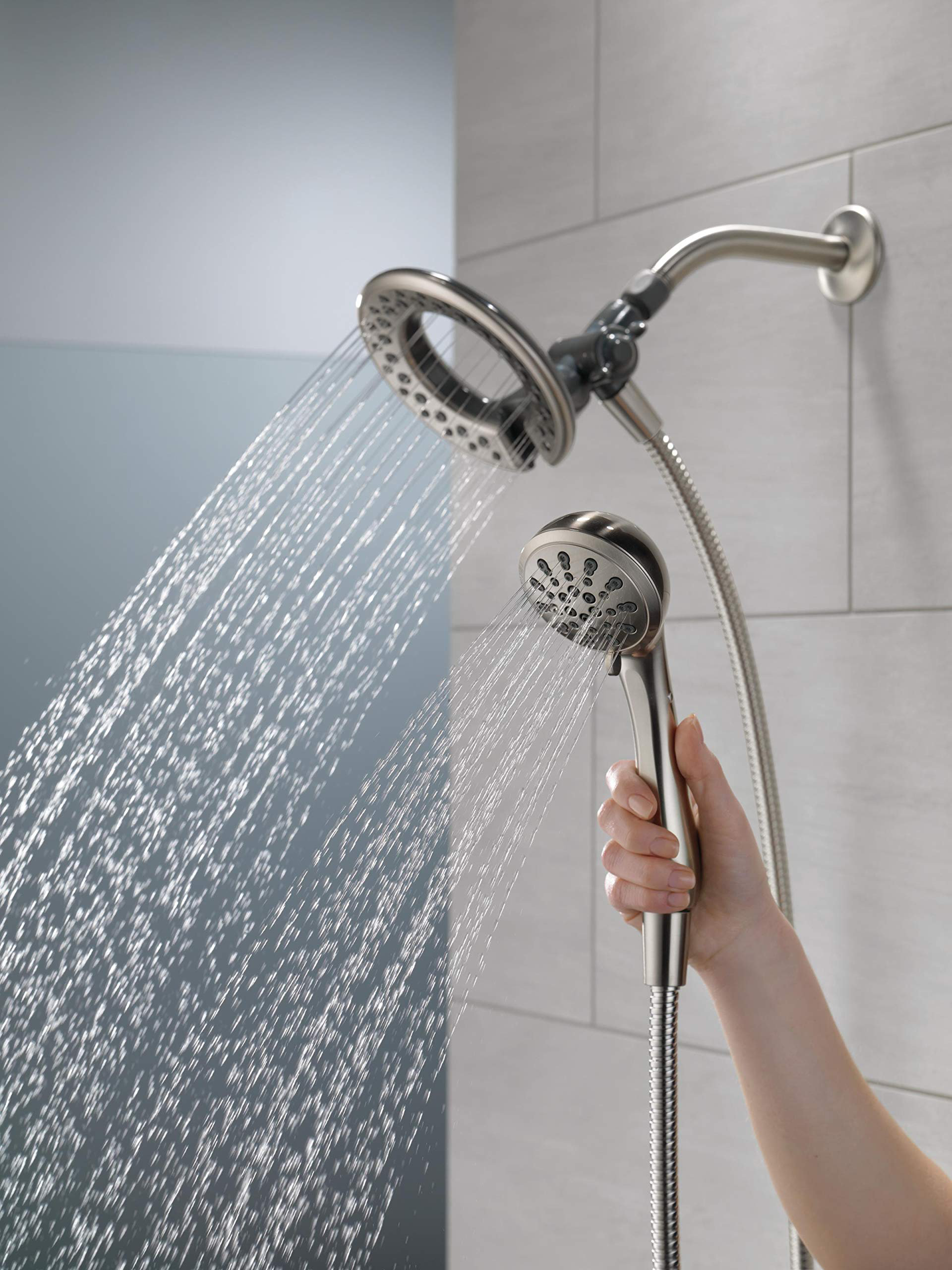 Co-t Faucet 2-In-1 Dual Shower Head Combo Set - Brushed Nickel Round ...