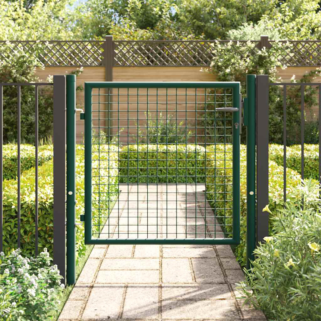 Arlmont & Co. Totman vidaXL Wire Mesh Fence Gate, Steel, Easy In-Ground ...
