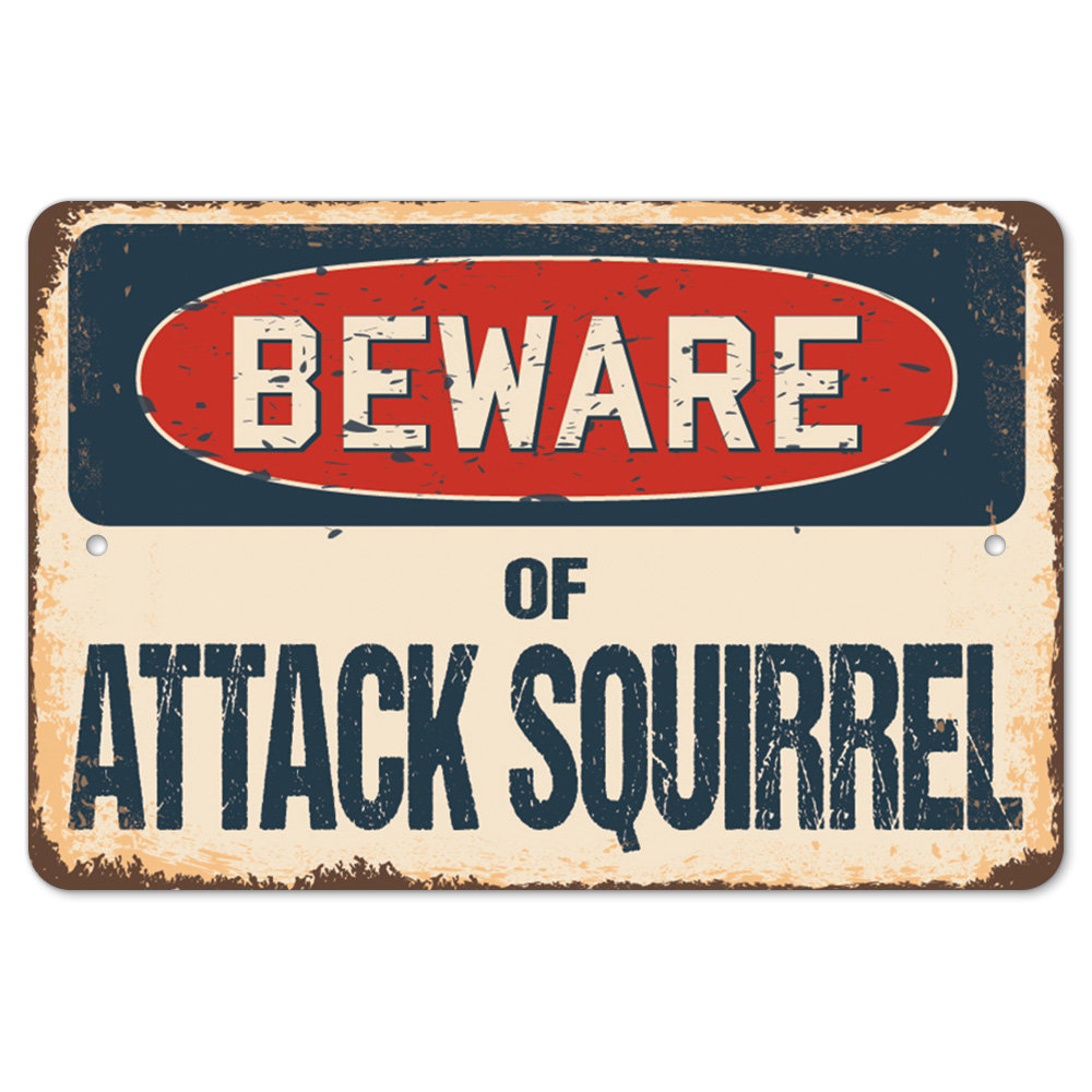 SignMission Beware Of Attack Squirrel Rustic Sign Distressed Vintage ...