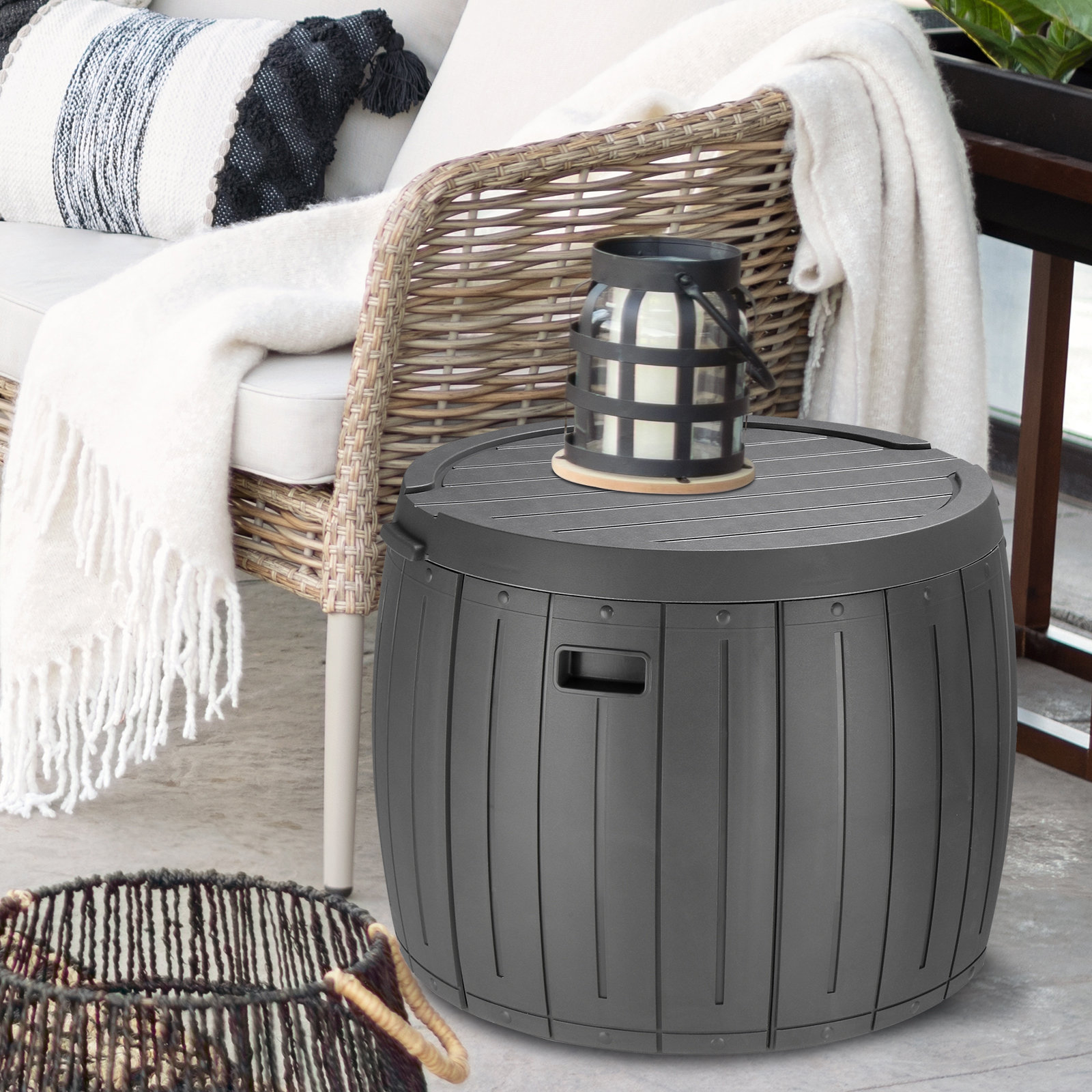 Winado 36 Gal Outdoor&Indoor Plastic Round Deck Box & Reviews - Wayfair ...