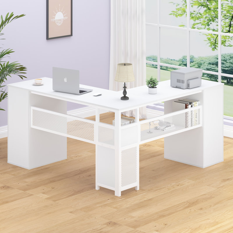 Ebern Designs Corsair L-Shaped Executive Desk with 6 Drawers & Reviews ...