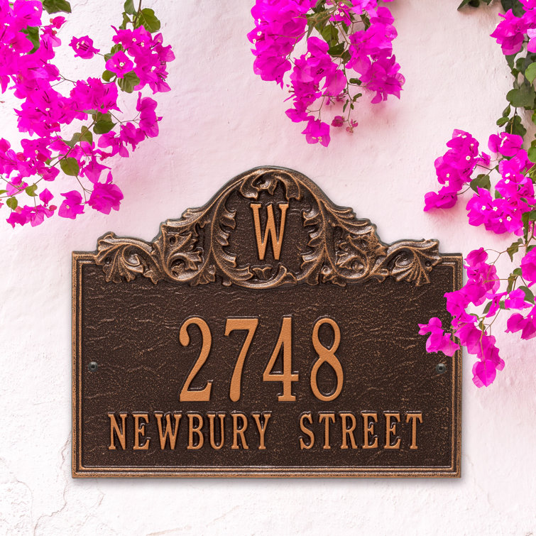 Whitehall Products Acanthus Monogram 3-Line Wall Address Plaque ...