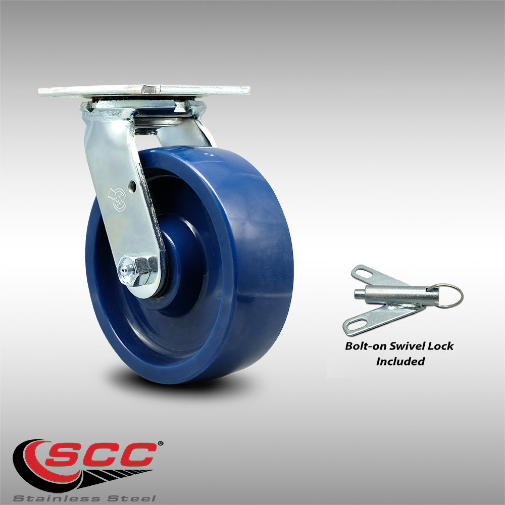 Service Caster SS Solid Poly Swivel Caster with Roller Bearing and ...