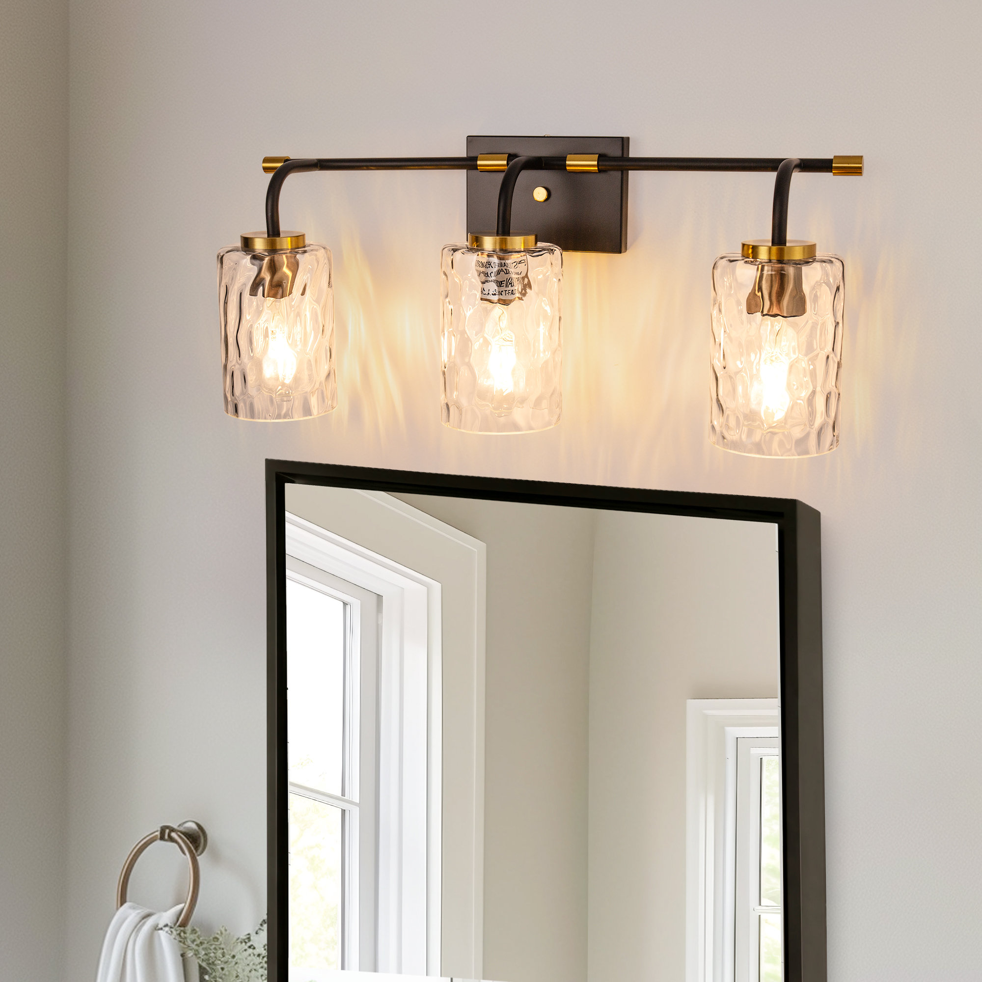Latitude Run® Modern 3-Light Black And Gold Vanity Light With Water ...