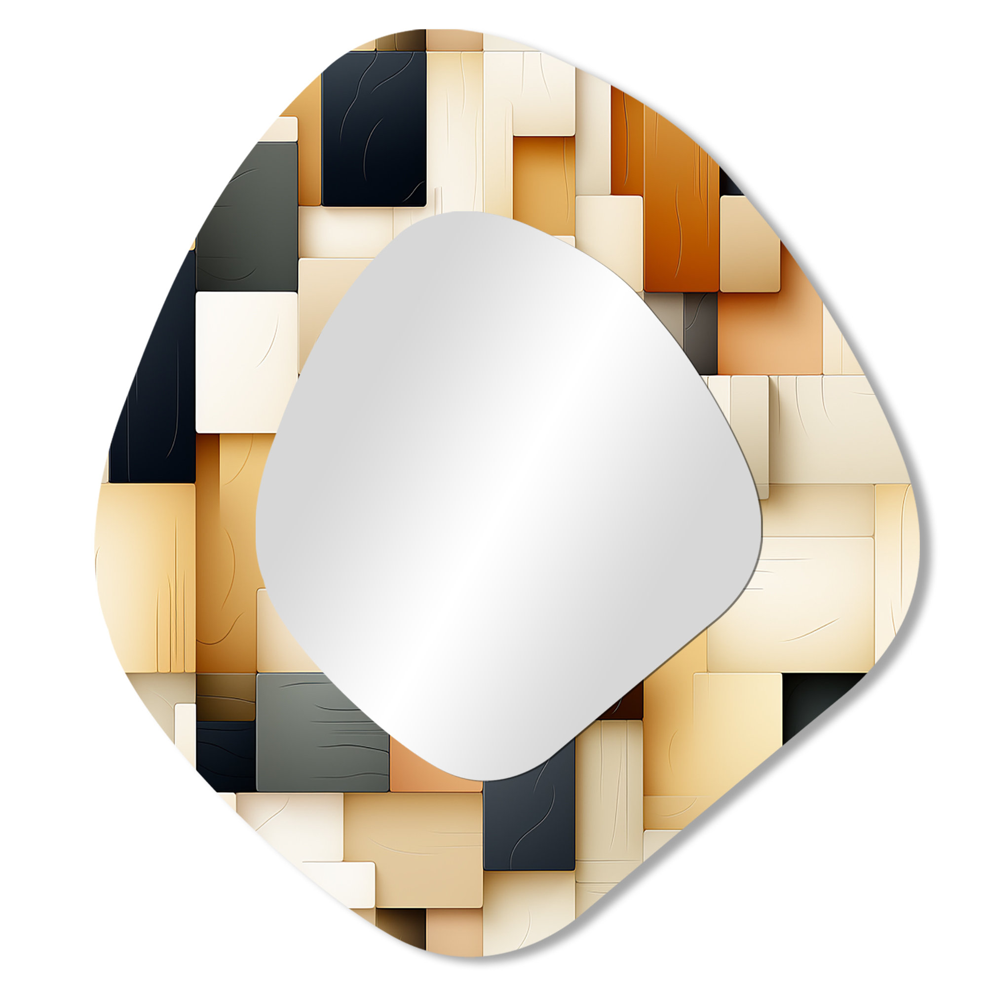 Design Art Abstract Taupe Blockchain Blocks I - Geometric Metal Art ...