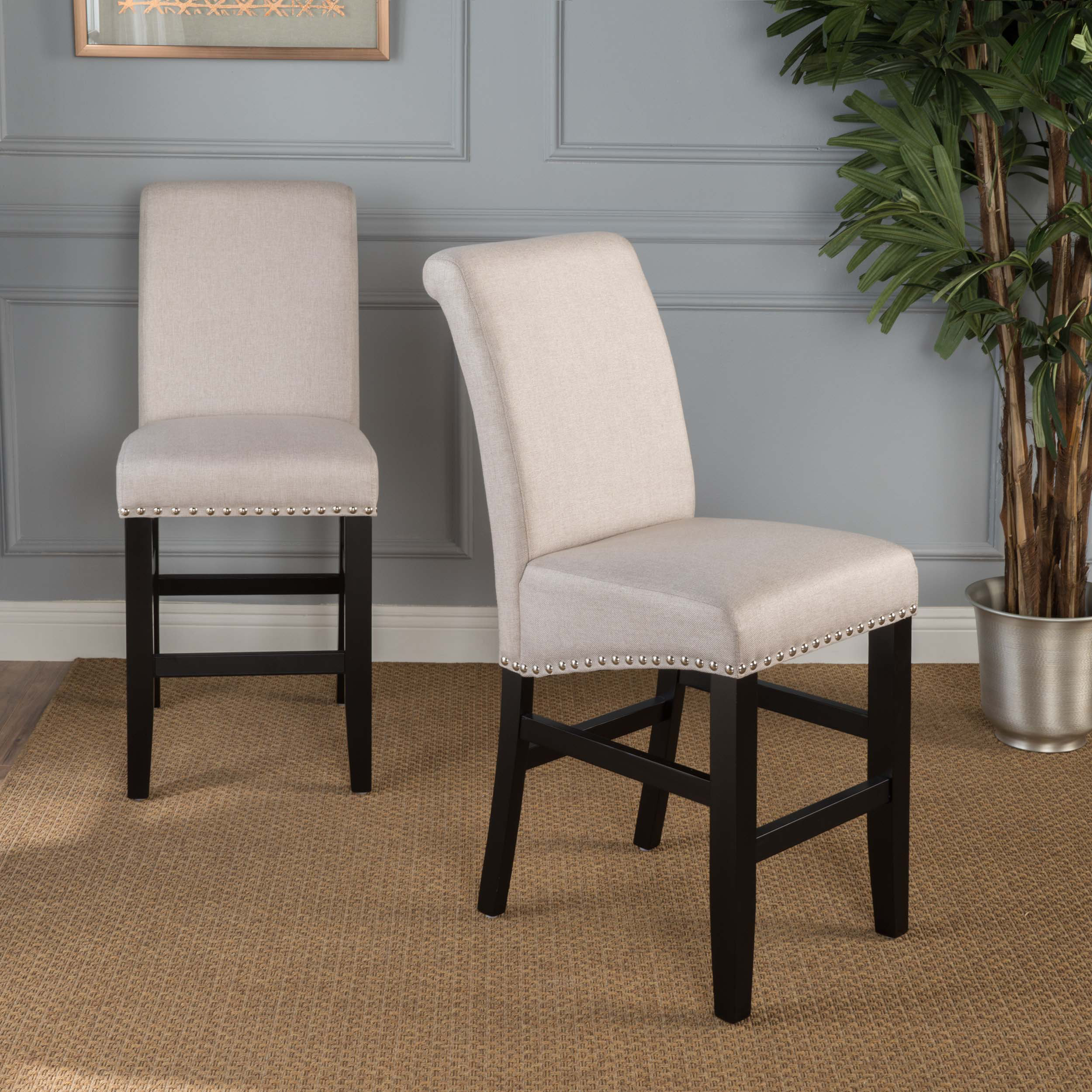 Winston Porter Contemporary Upholstered Counter Stools with Nailhead ...