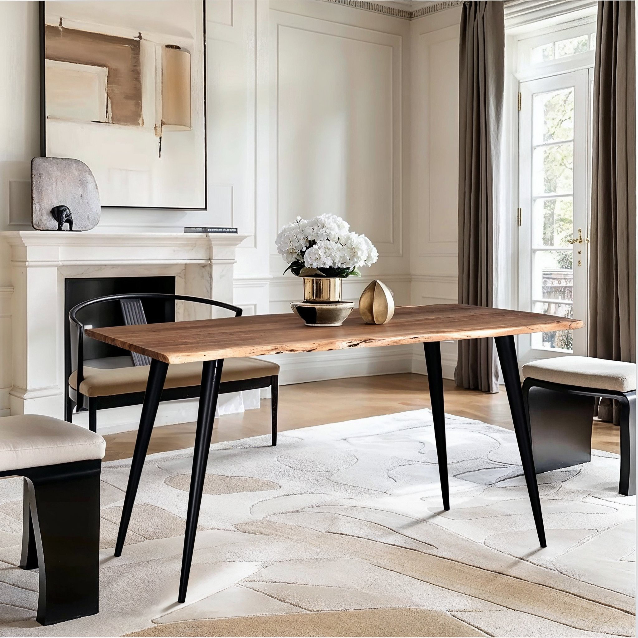 Union Rustic Kristey Acacia Wood and Iron Dining Table & Reviews ...