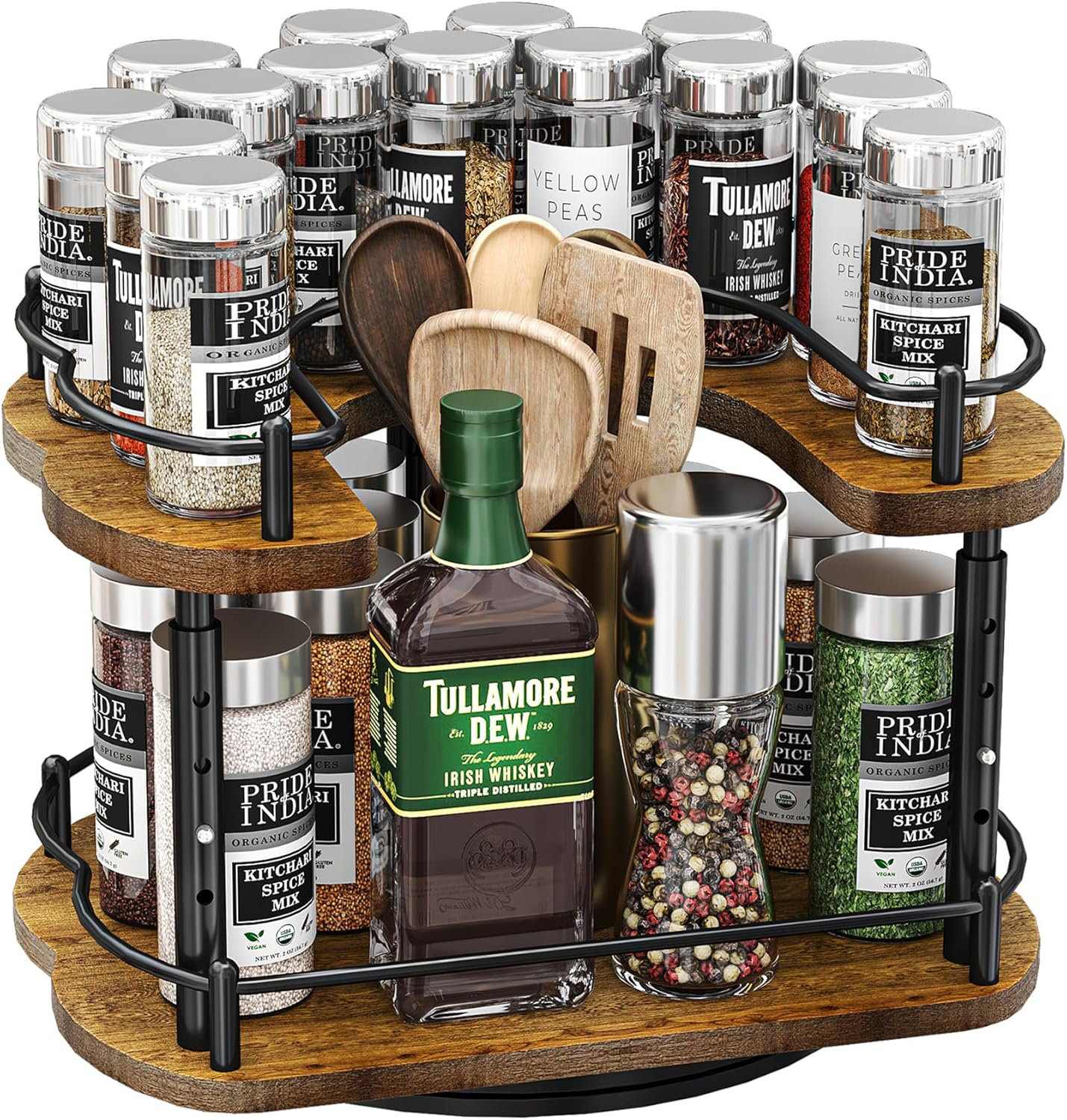 17 Stories Lazy Susan Organizer Spice Rack - Height Adjustable Rotating ...
