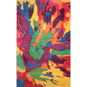 Brayden Studio® Macomber Abstract Handmade Tufted Wool Yellow/Red Area ...