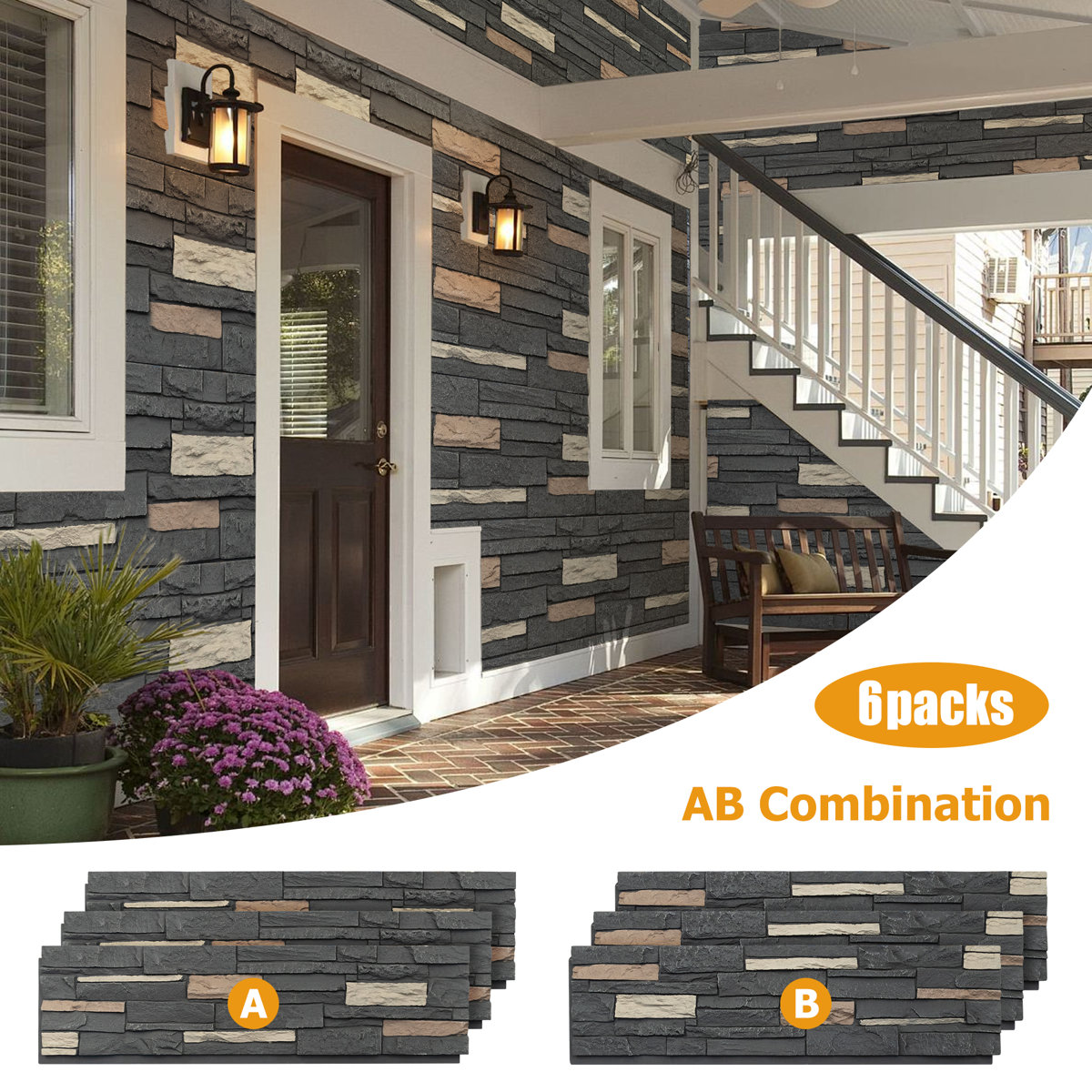 HOMEIBRO Faux Stone Wall Covering Panels for Interior and Exterior ...