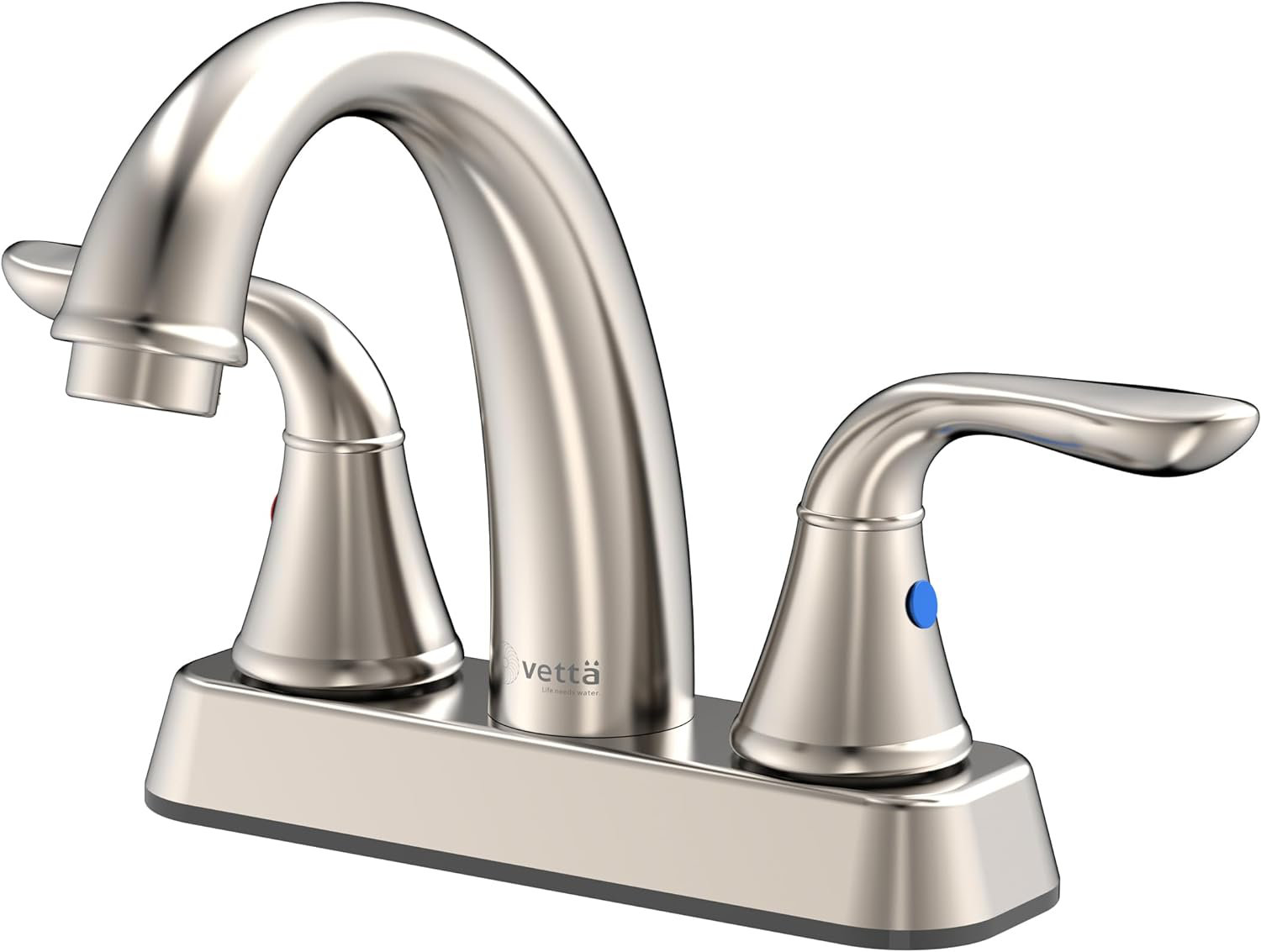 VETTA 2-Handle Centerset Bathroom Faucet 4" Spread, Brushed Nickel Lead ...
