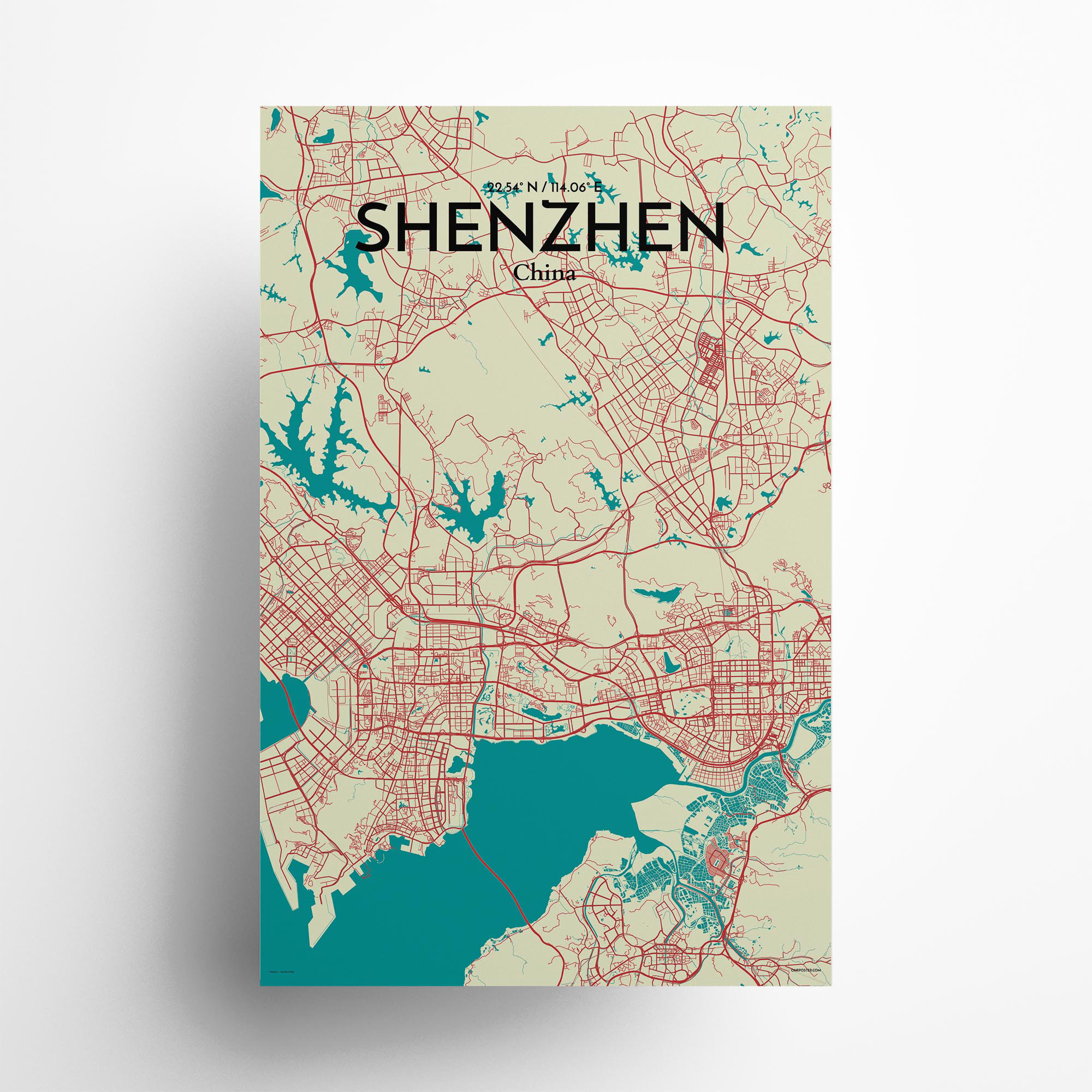 17 Stories Shenzhen City Map Graphic Art In Tricolor - Wayfair Canada