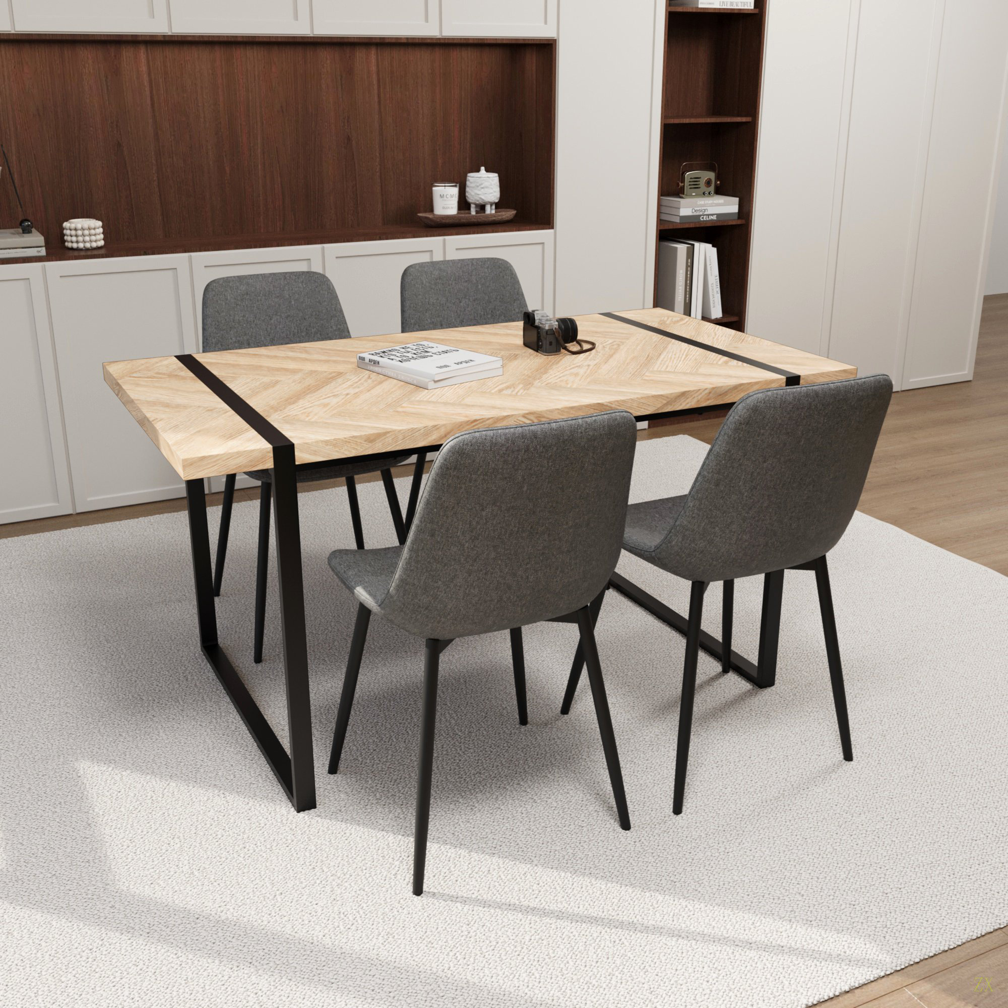 Latitude Run® MDF Light Wood Dining Table And Modern Dining Chair Set ...