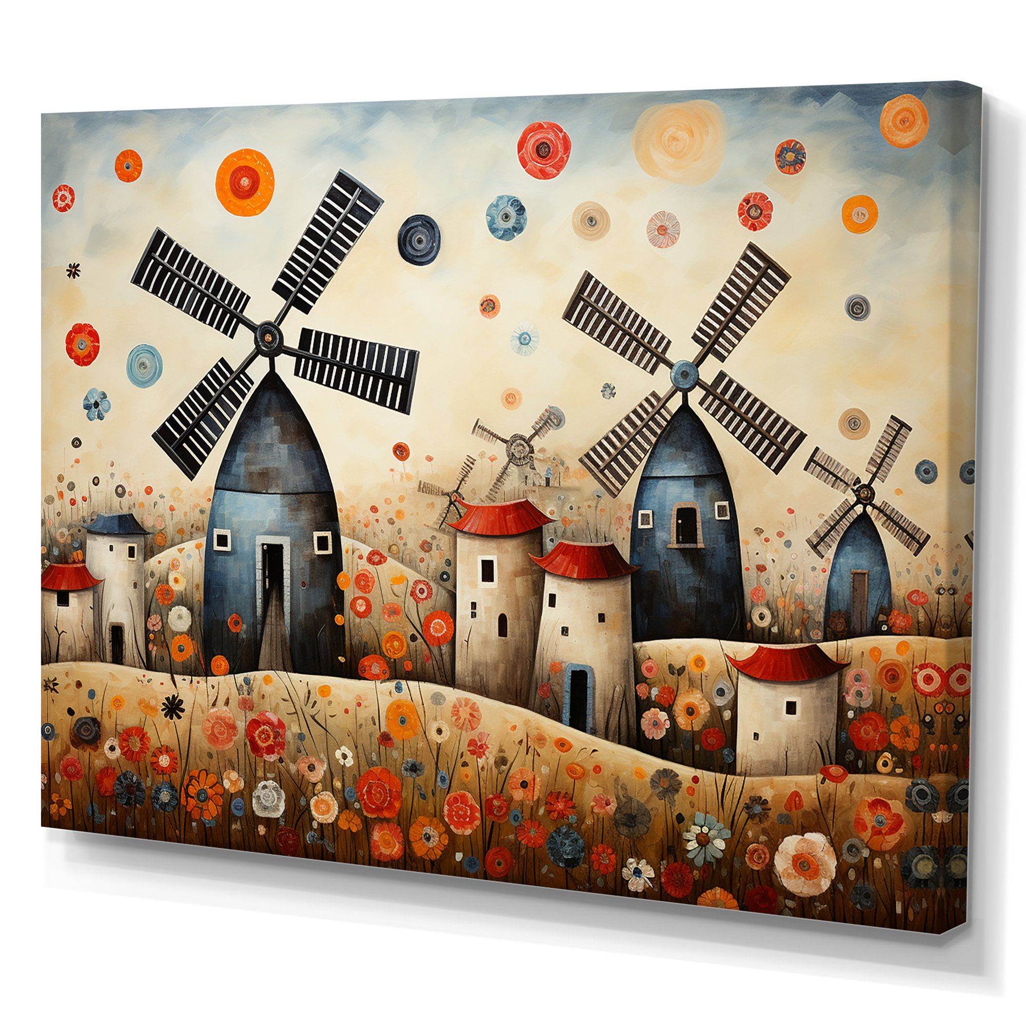 Winston Porter Folk Art Wind Turbines Village V - Wind Turbines Wall ...