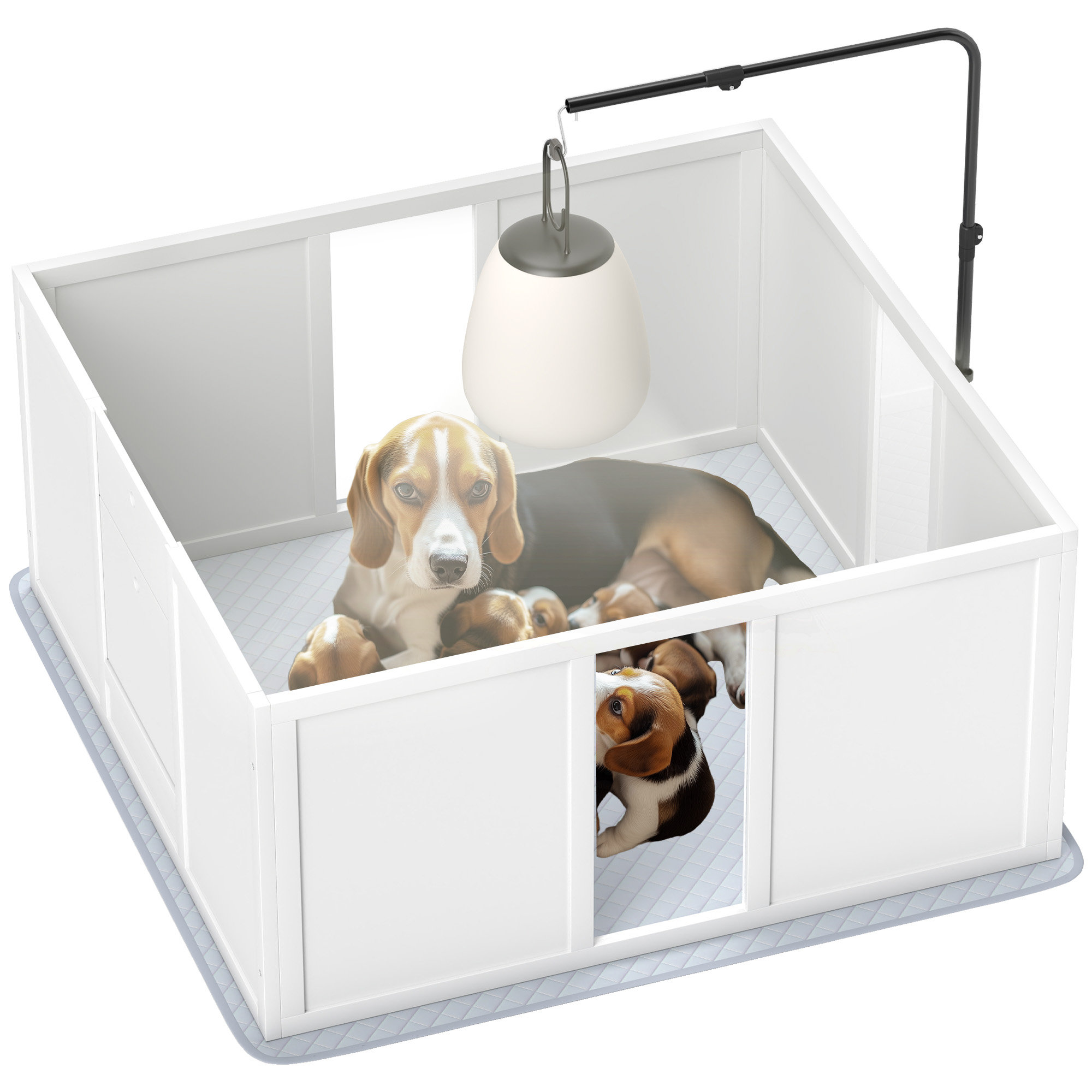 Pawhut Whelping Box for Dogs, Newborn Puppy Supplies with Retractable ...