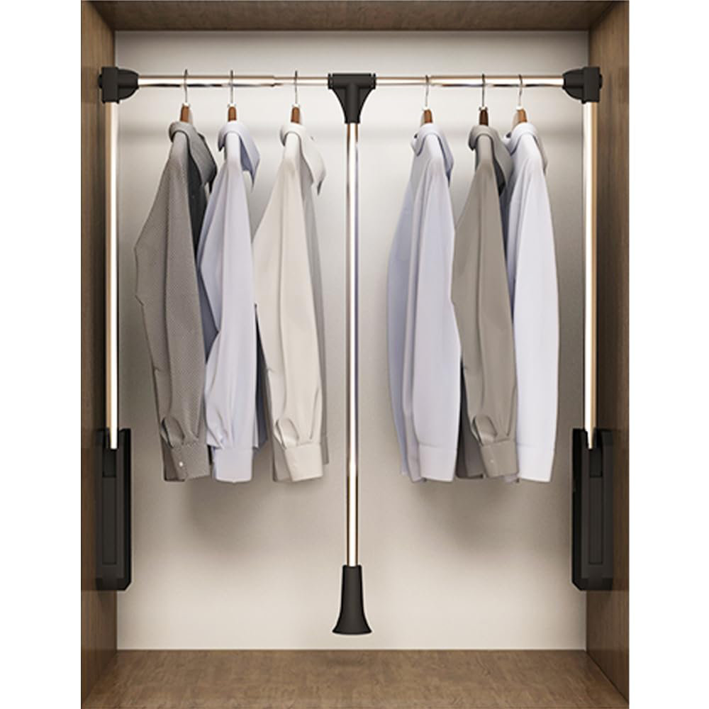 Rebrilliant Pull-Down Closet Clothes Rod, 60-Pound Weight, Stainless ...
