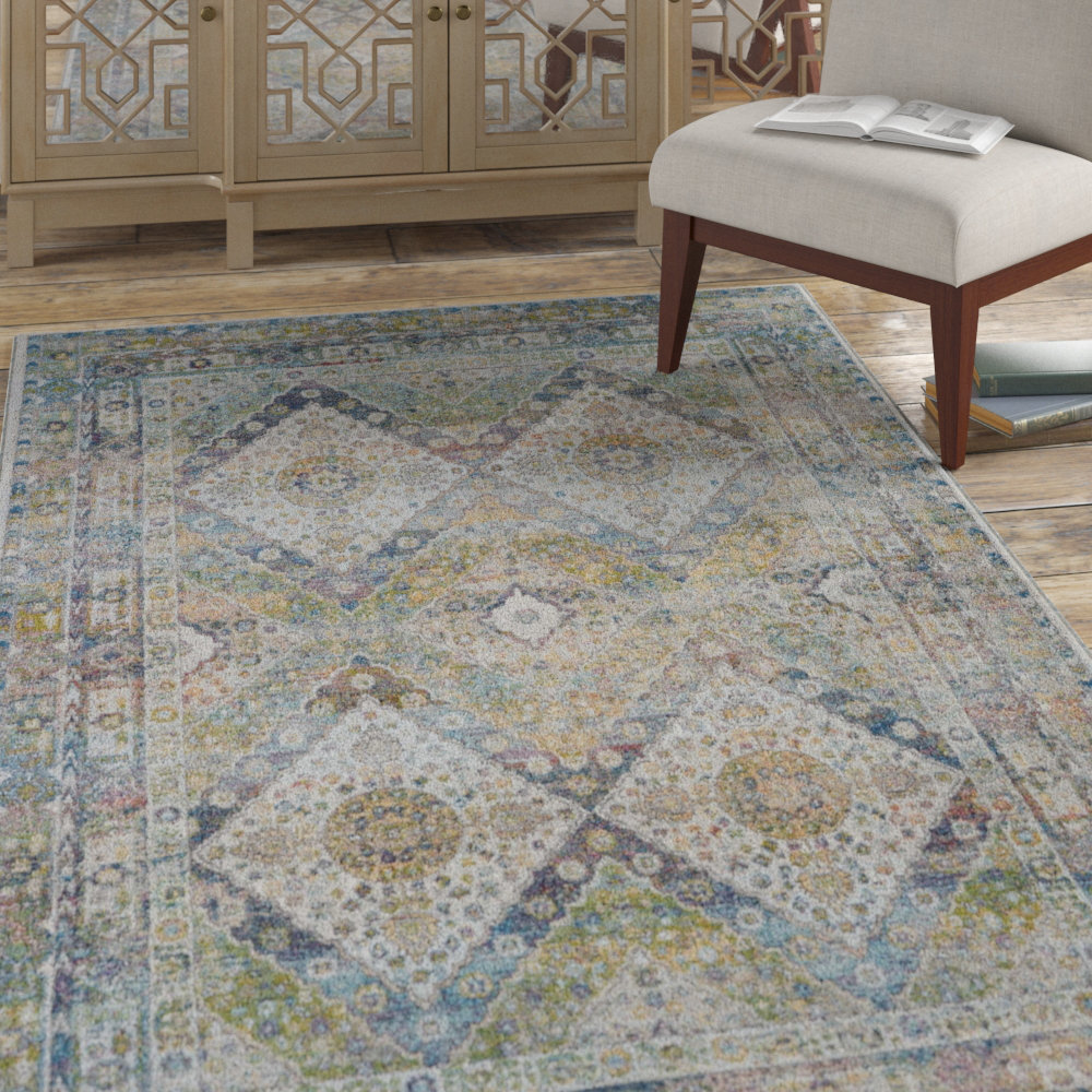 Bungalow Rose Burnie Oriental Blue/Green/Ivory Rug & Reviews | Wayfair