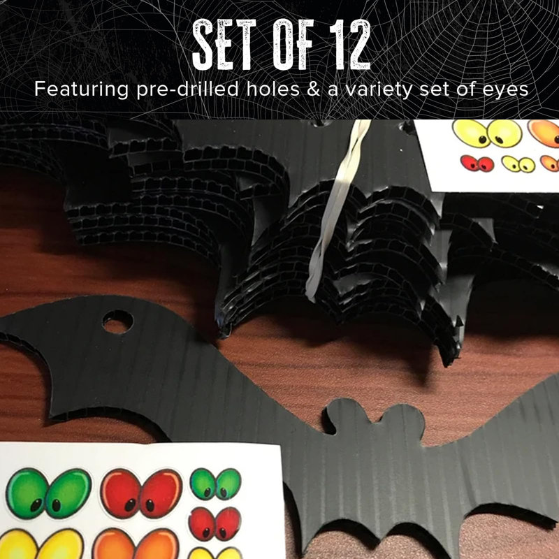 The Holiday Aisle® Set of 12 Waterproof Outdoor Hanging Bat Halloween ...