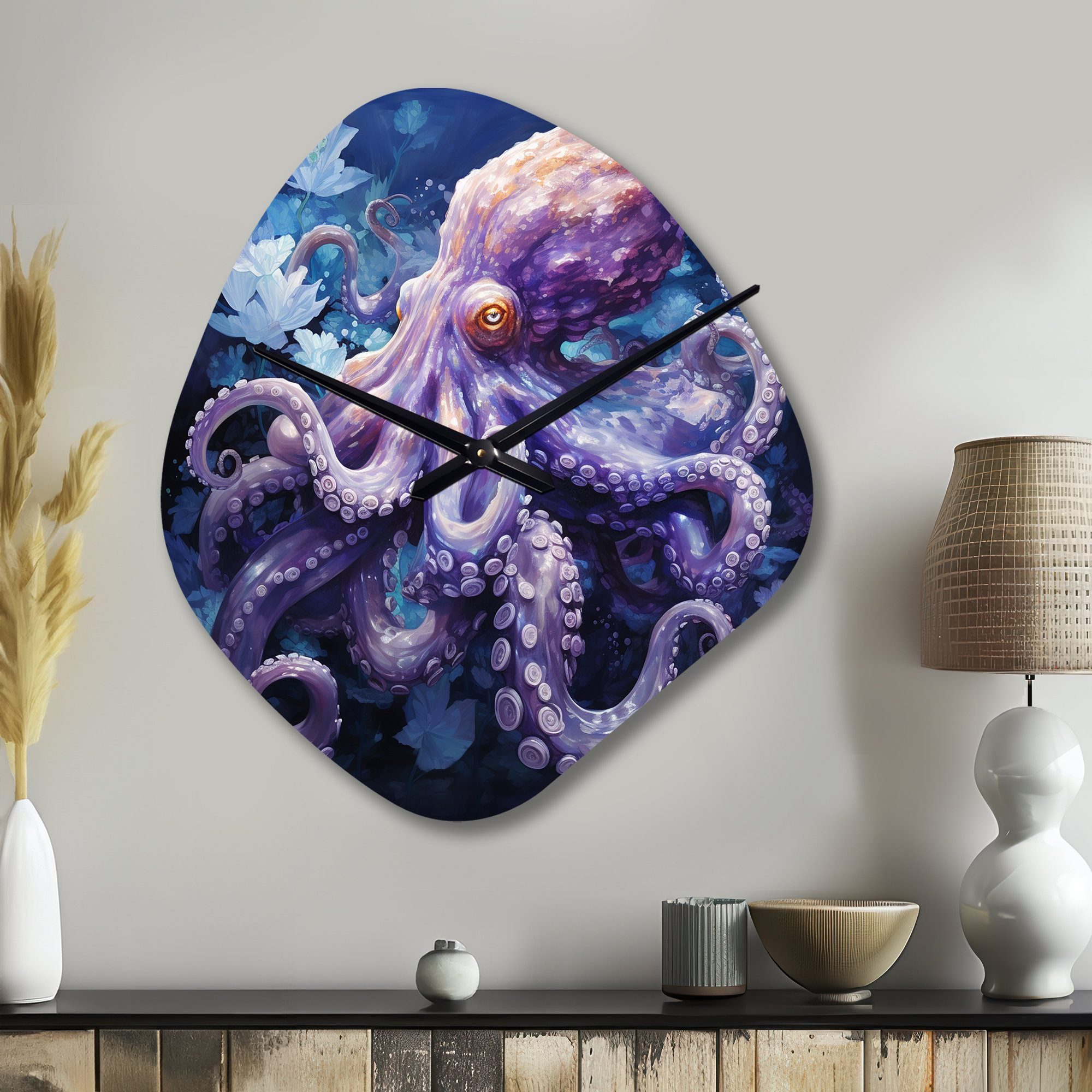 Design Art Purple Octopus Lunar Reflections II - Nebula Shape Unique ...