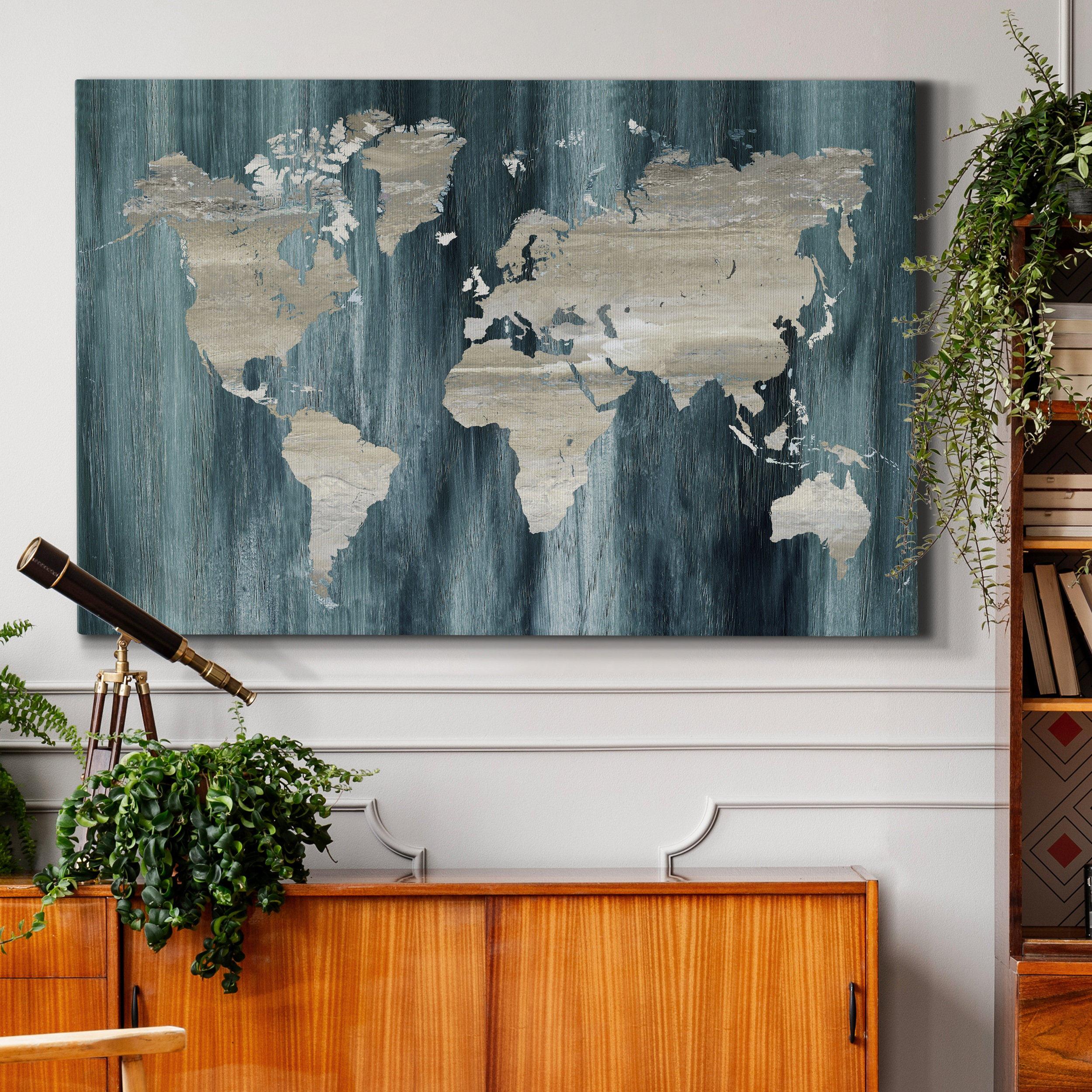 Mercer41 Navy World Map - Wrapped Canvas Print & Reviews | Wayfair