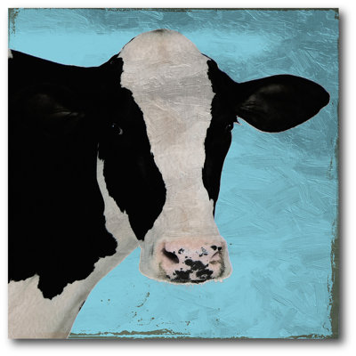 Gracie Oaks Blue Sky Cow On Canvas Print & Reviews | Wayfair