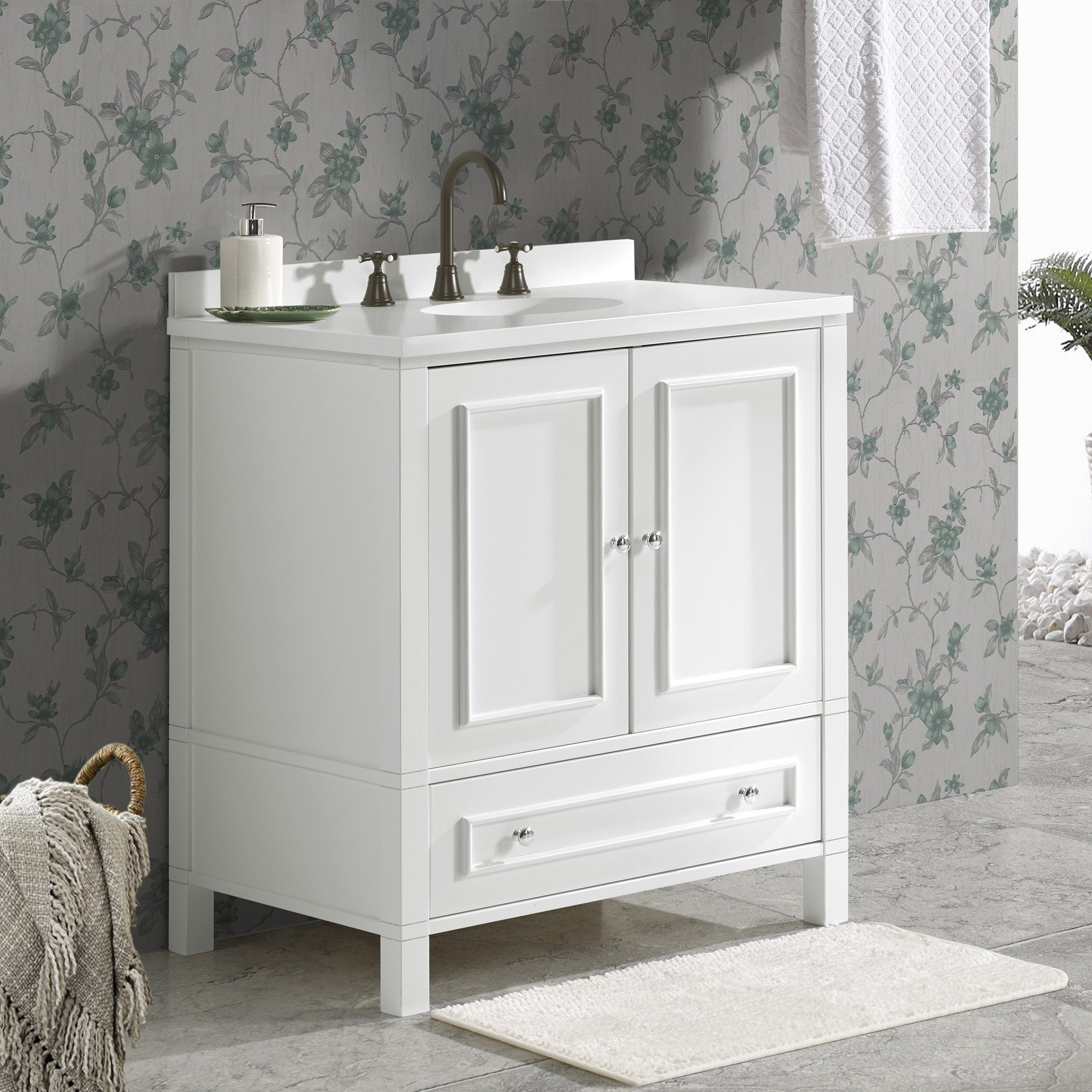 Alaterre Williamsburg 30"W Transitional Style Vanity Cabinet With Soft ...