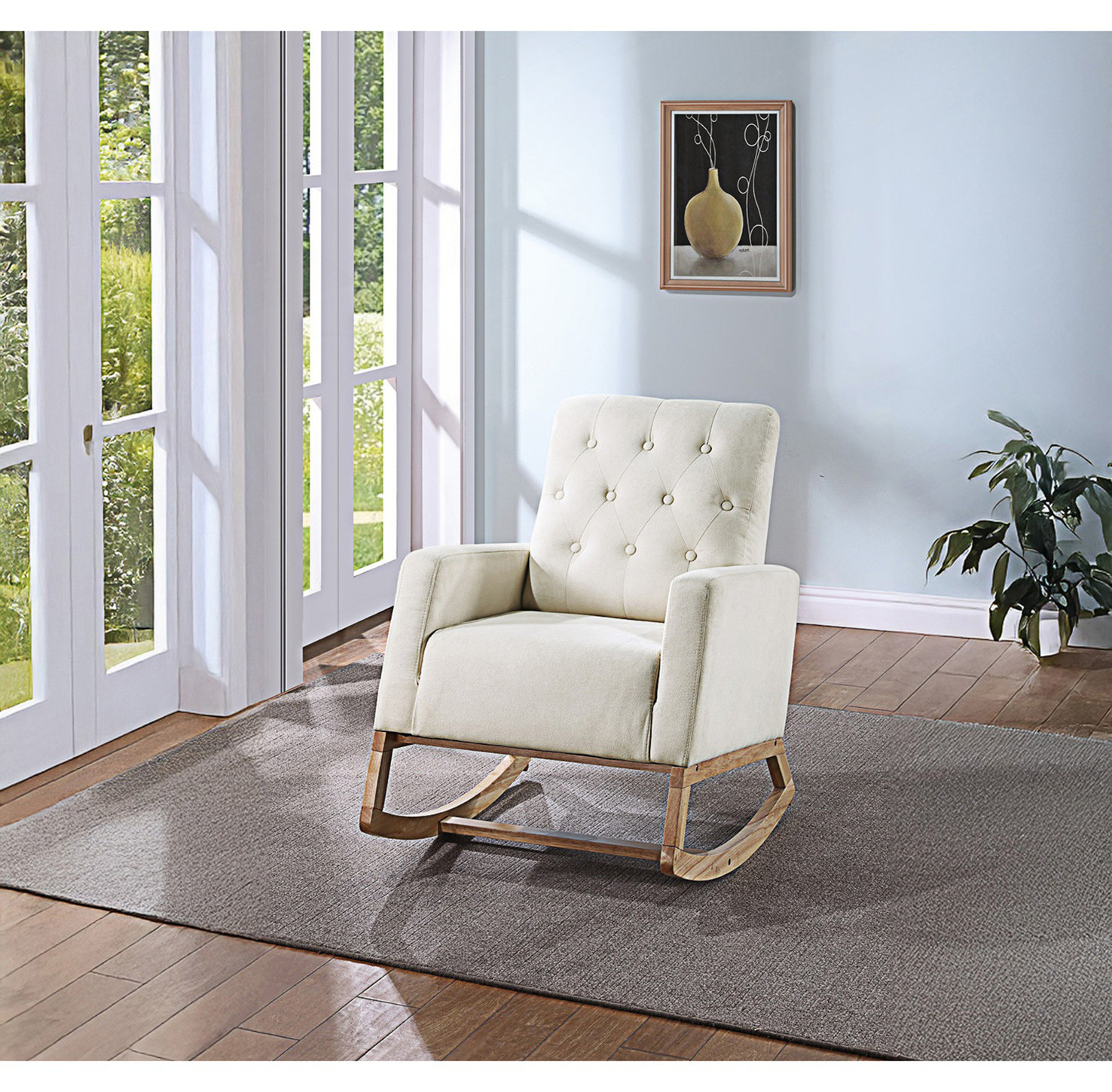 Red Barrel Studio Elegant Diamond-Tufted Upholstered Rocker Chair ...