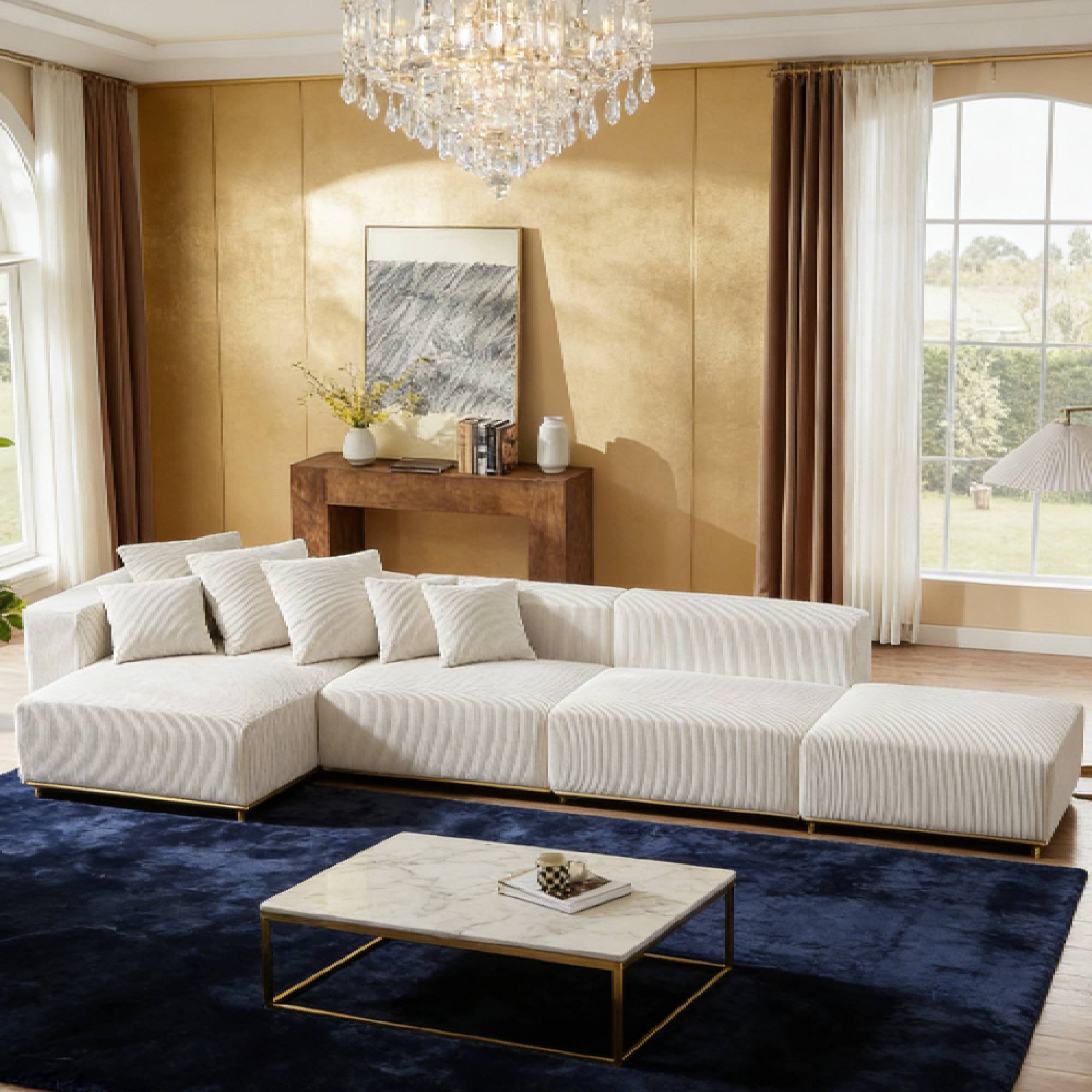 Ebern Designs Soft 4-Piece Modular Sectional Sofa Perfect For Living ...