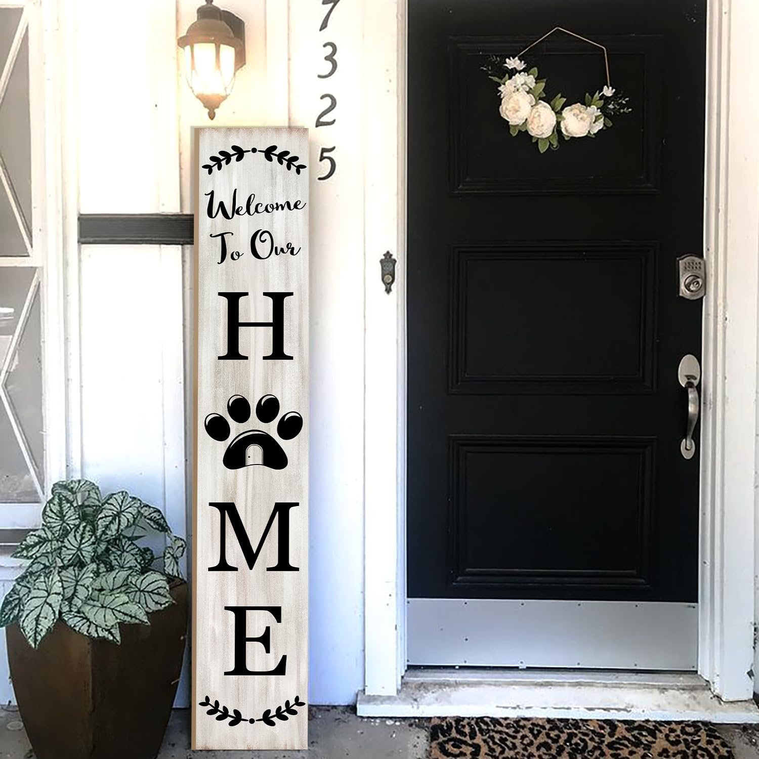 Gracie Oaks Welcome To Our Home Porch Sign Wooden Paw Print Sign ...