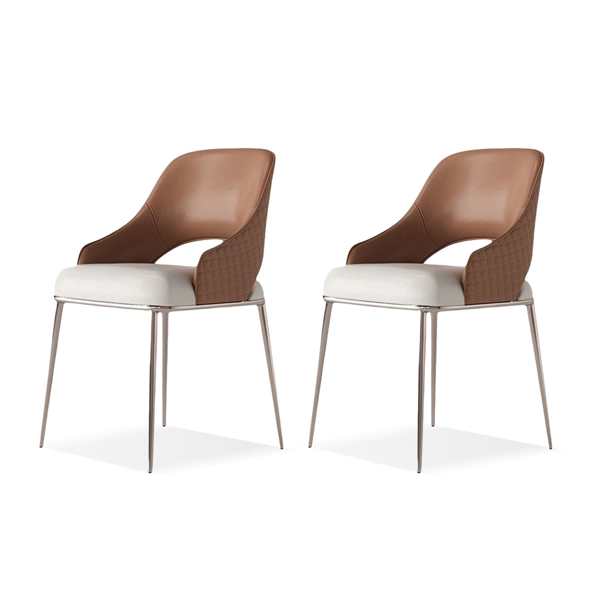 Decordreamss 21.26" Beige Solid back side Chair(Set of 2) | Wayfair