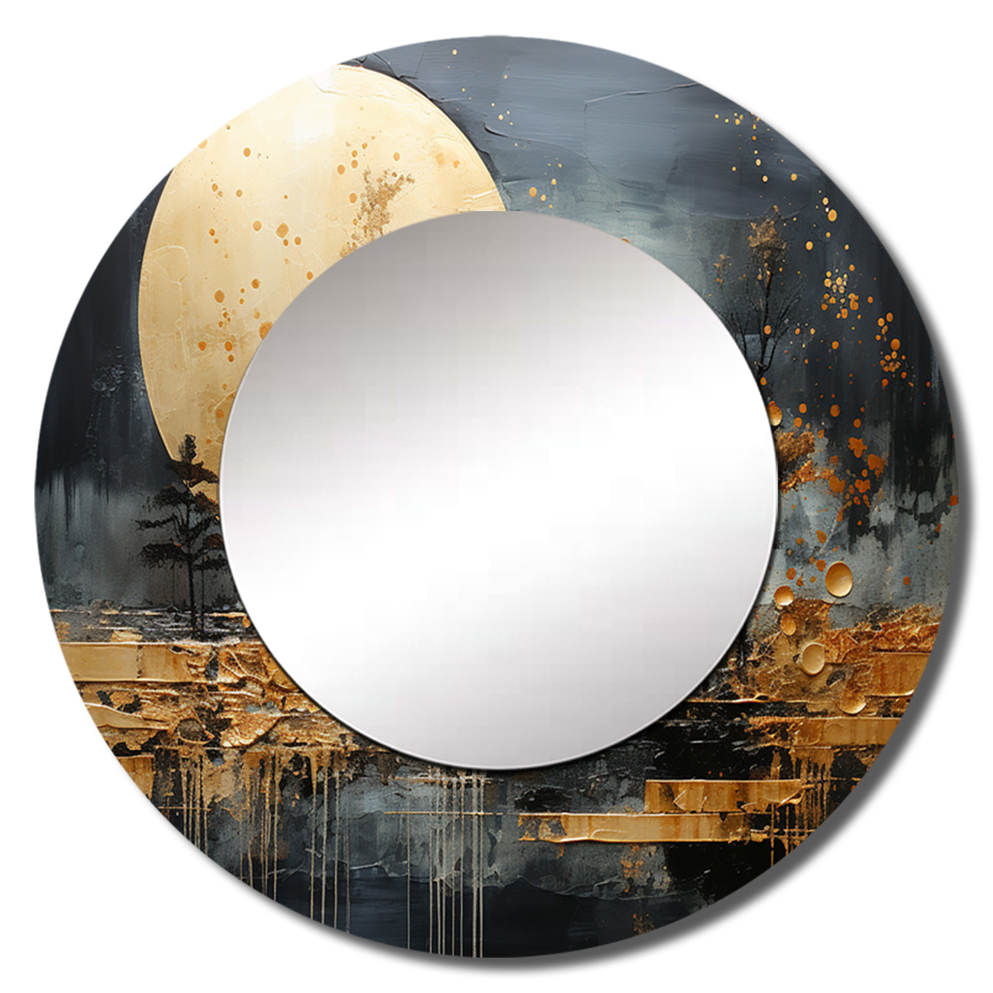 East Urban Home Saleah - Abstract Collages Round Mirror Wall Decor ...