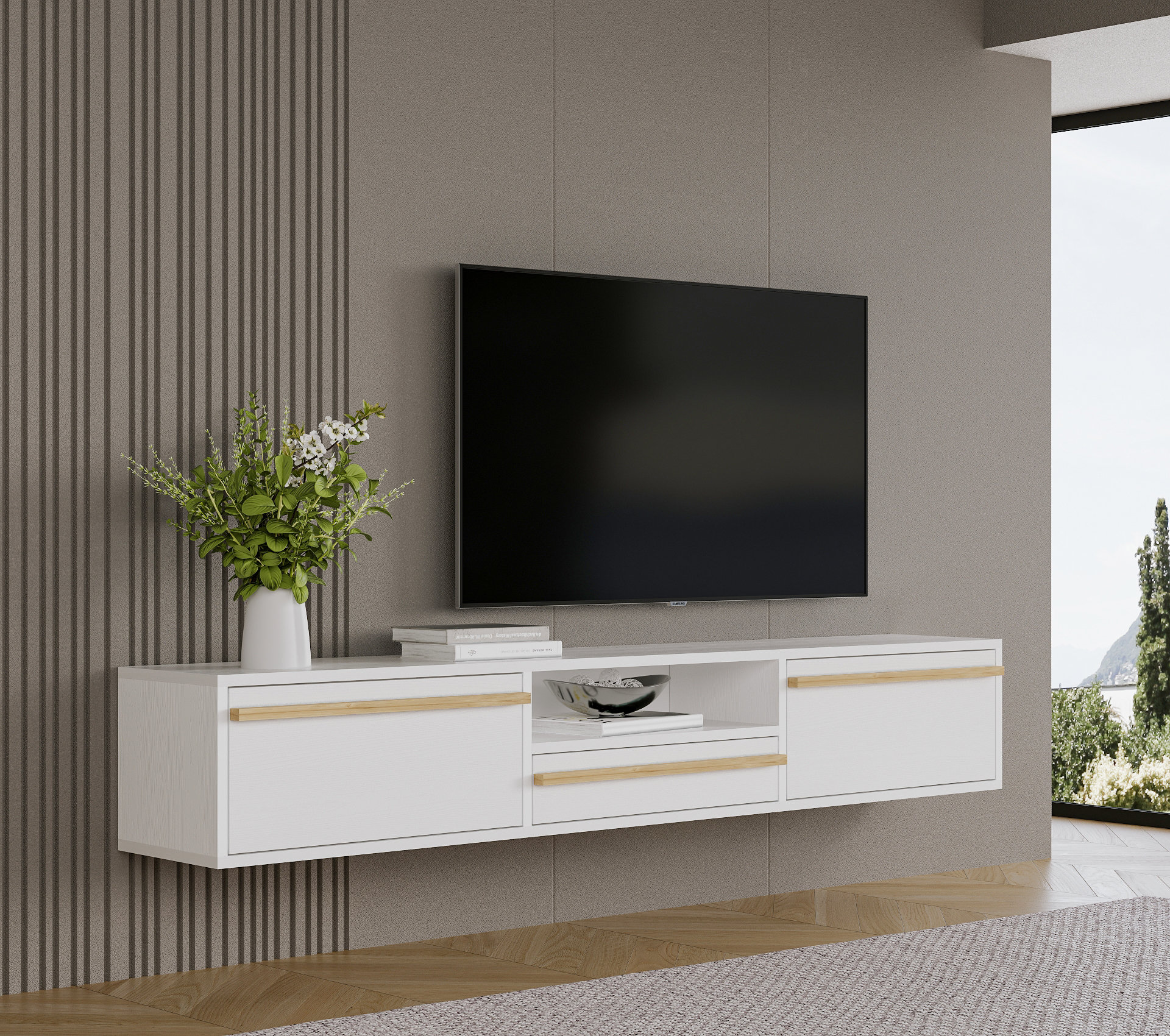 Wrought Studio Hawana 71" Modern and Minimalist Wall Mounted Floating ...