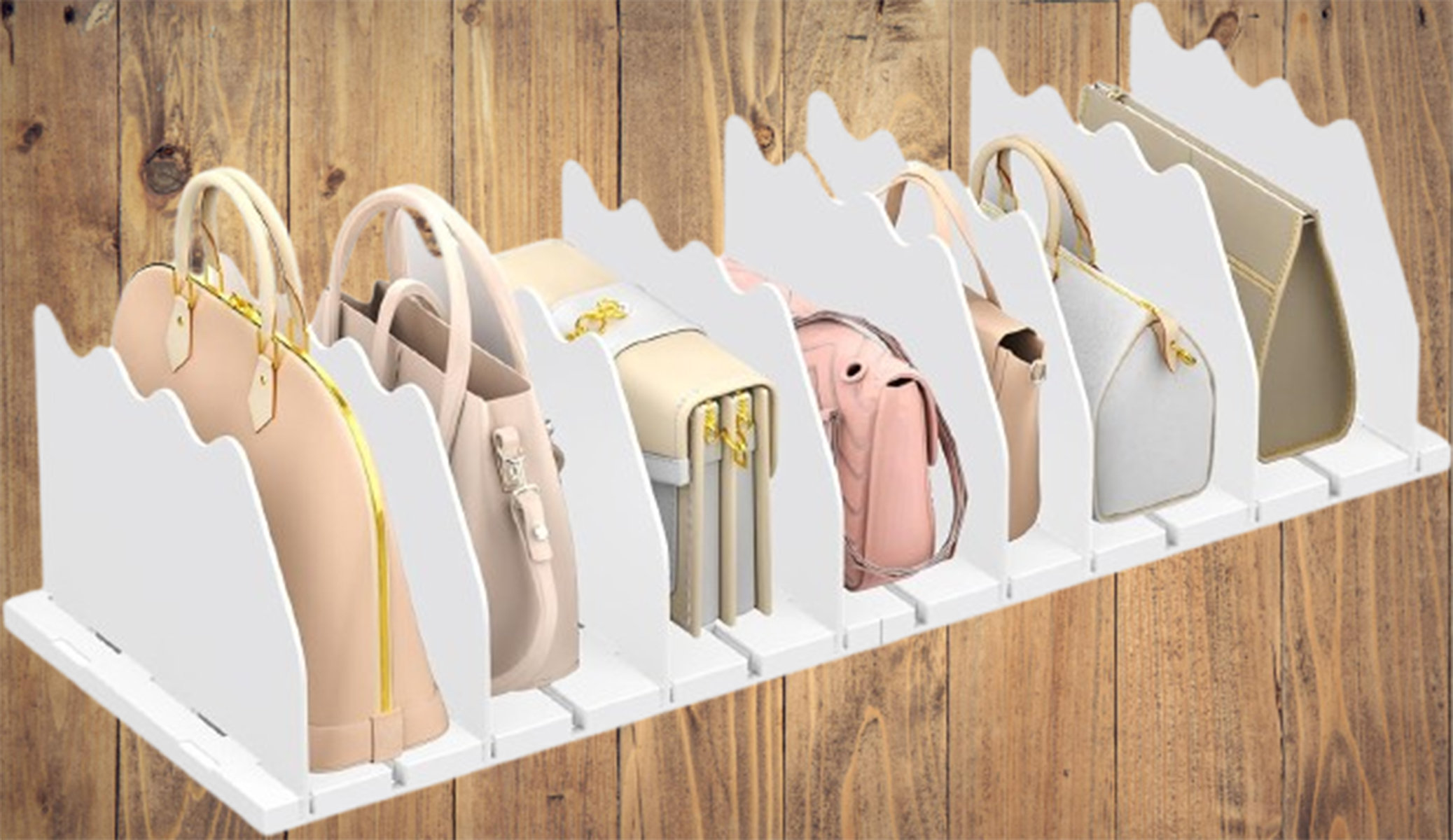 Hokku Designs White Wardrobe Bag Storage Partition Rack Adjustable ...