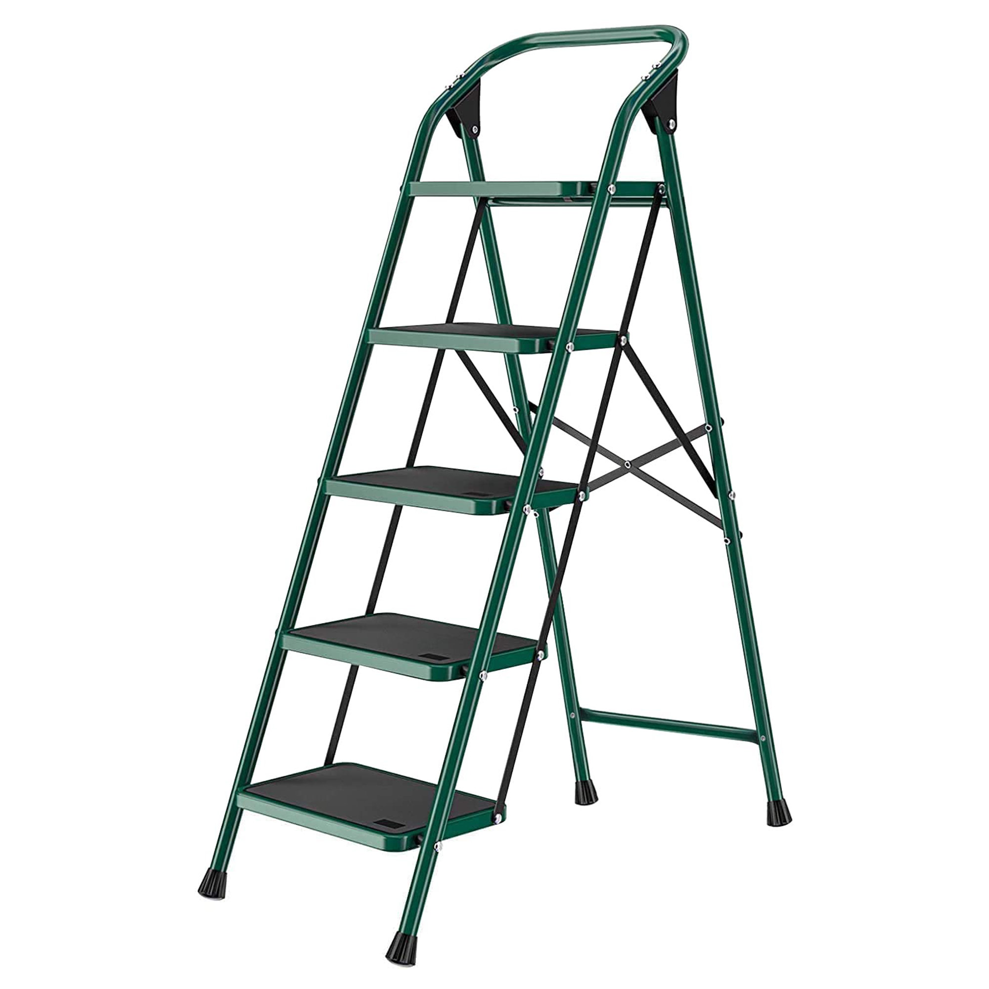 Symple Stuff Sbordone 5 - Step Steel Folding Step Ladder, Lightweight ...