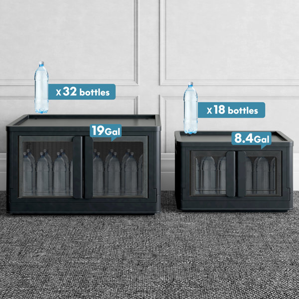 Ebern Designs 8.4Gal Foldable Plastic Storage Bins with Lids and Wheels ...