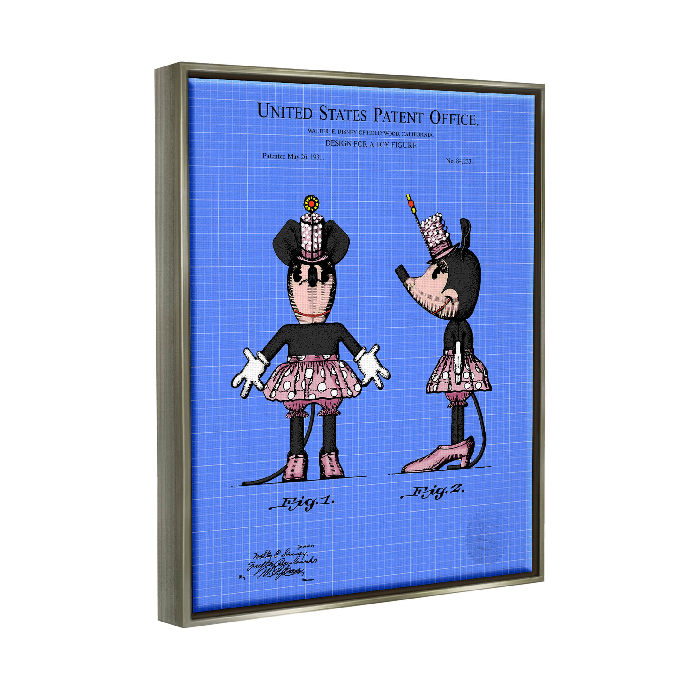 Stupell Industries Girl Mouse Toy Blueprint Framed Giclee Art By Karl ...