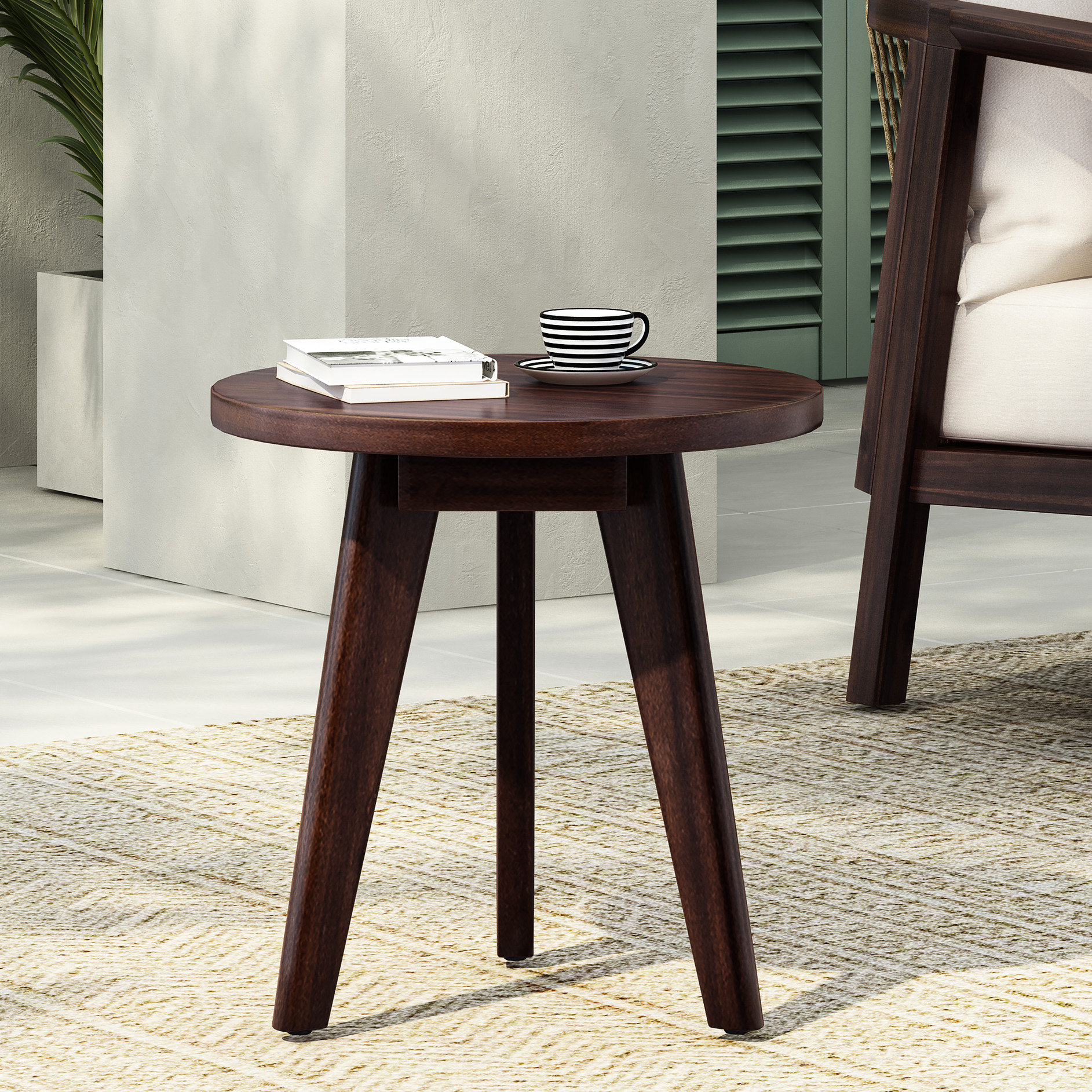 Latitude Run® Funky - Style Marina End Table Made Of Wood, Round Top ...