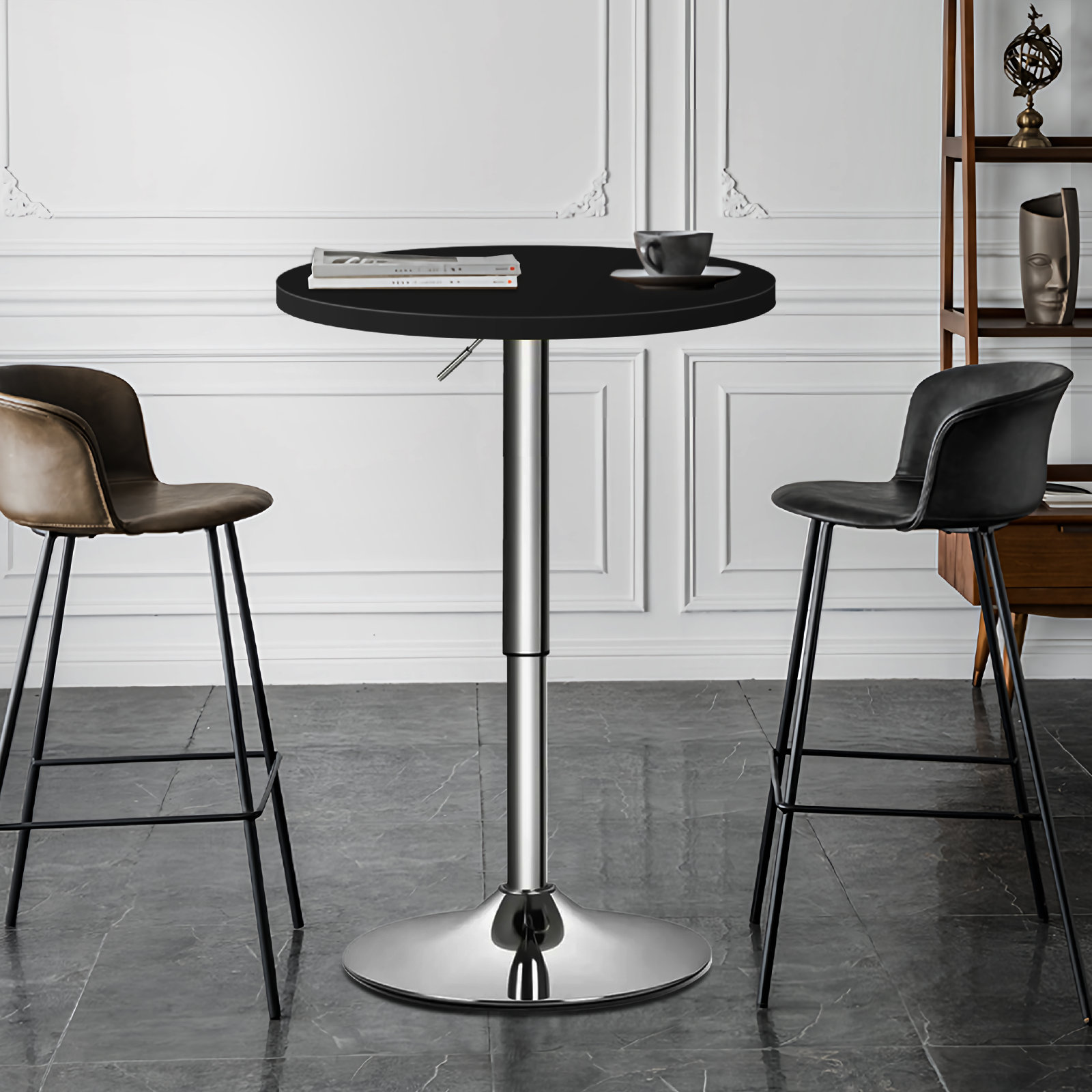 Orren Ellis Nakano Counter Height Pedestal Dining Table with Swivelling ...