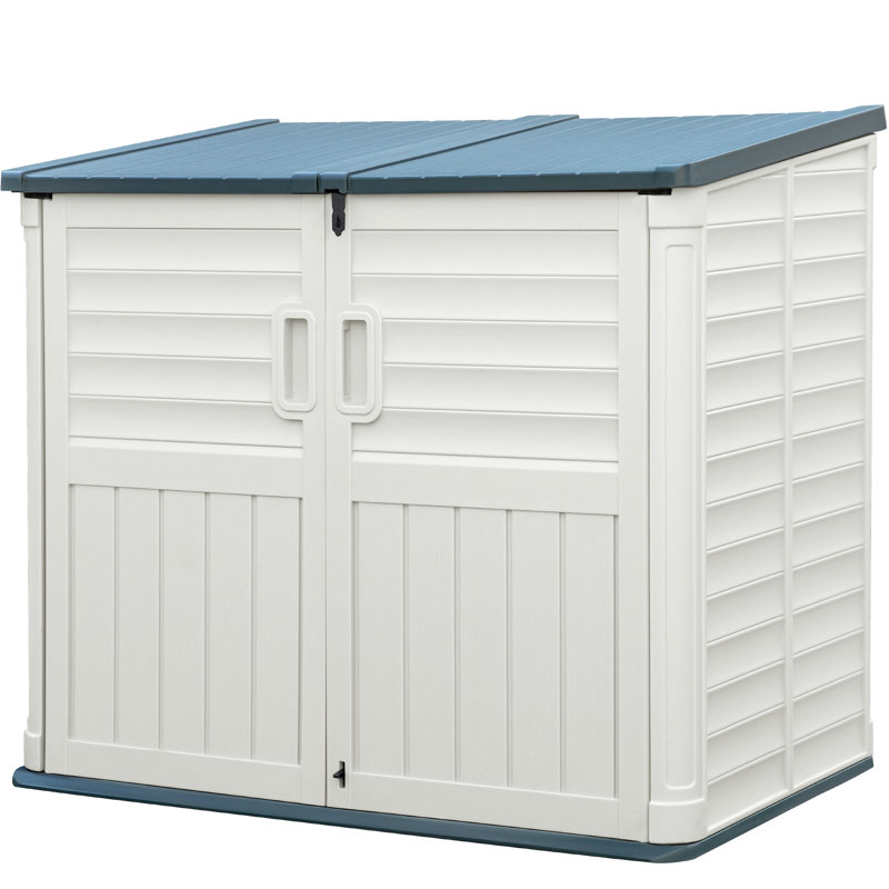 Devoko Outdoor Resin Slant Roof Storage Shed With Double Doors | Wayfair