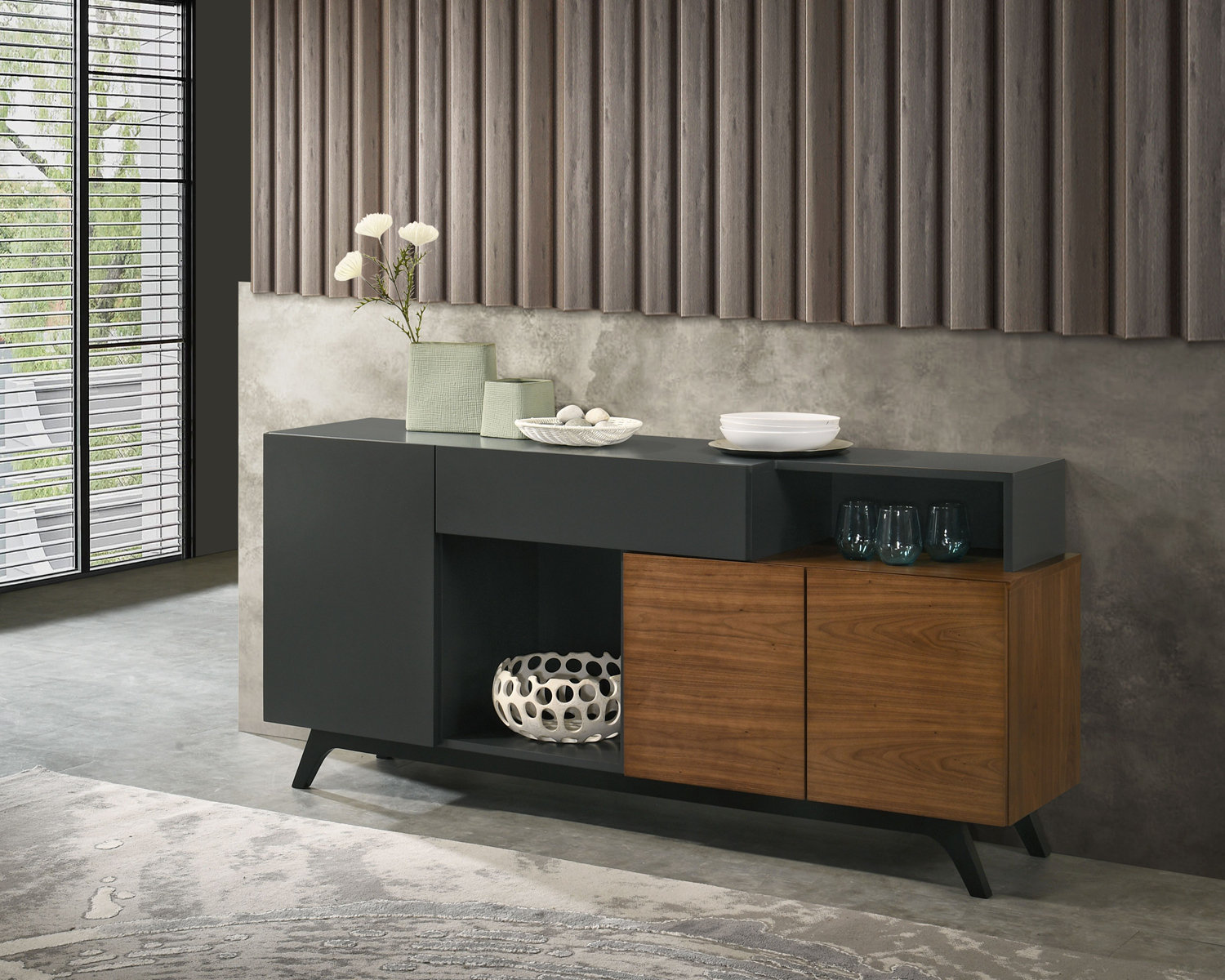 Latitude Run® Destin Ceramic & Walnut Finish Server | Wayfair