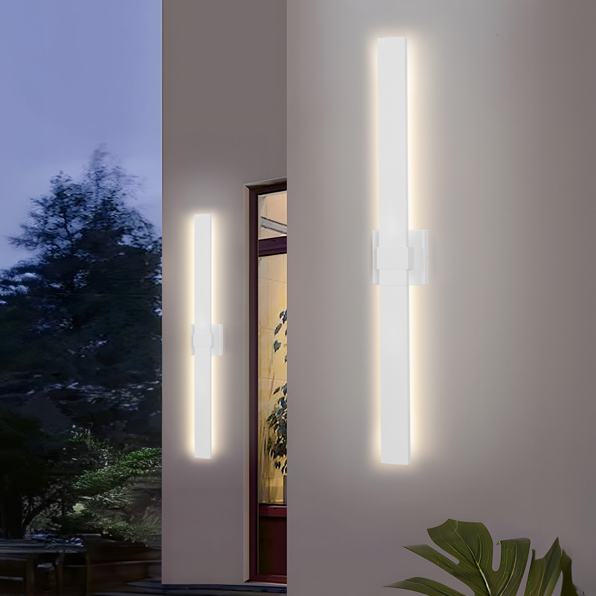 Ivy Bronx Jeanique 47.2"H Iron Outdoor LED Wall Light(Set Of 2) | Wayfair