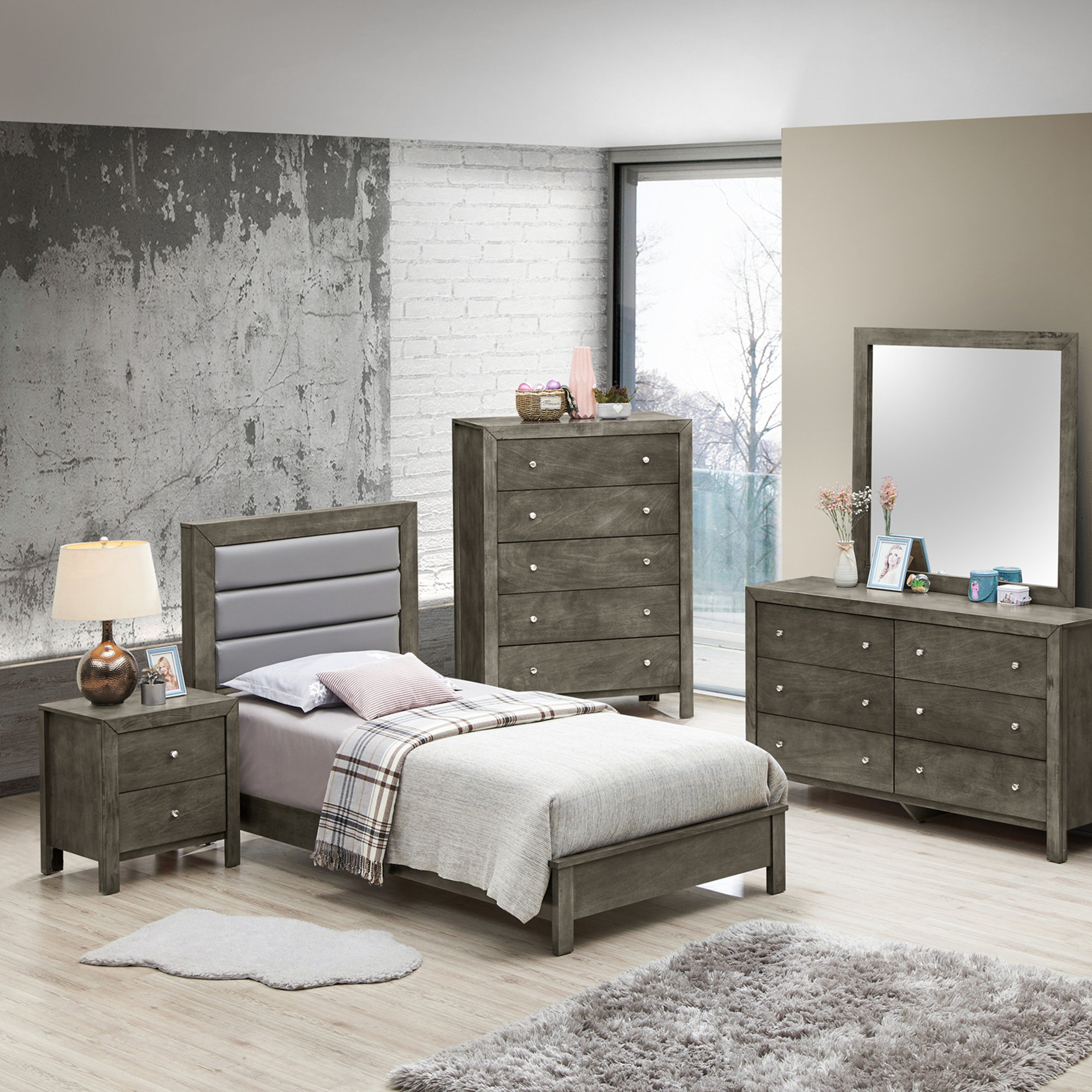 Latitude Run® Sophisticated Gray Transitional King Bed | Wayfair
