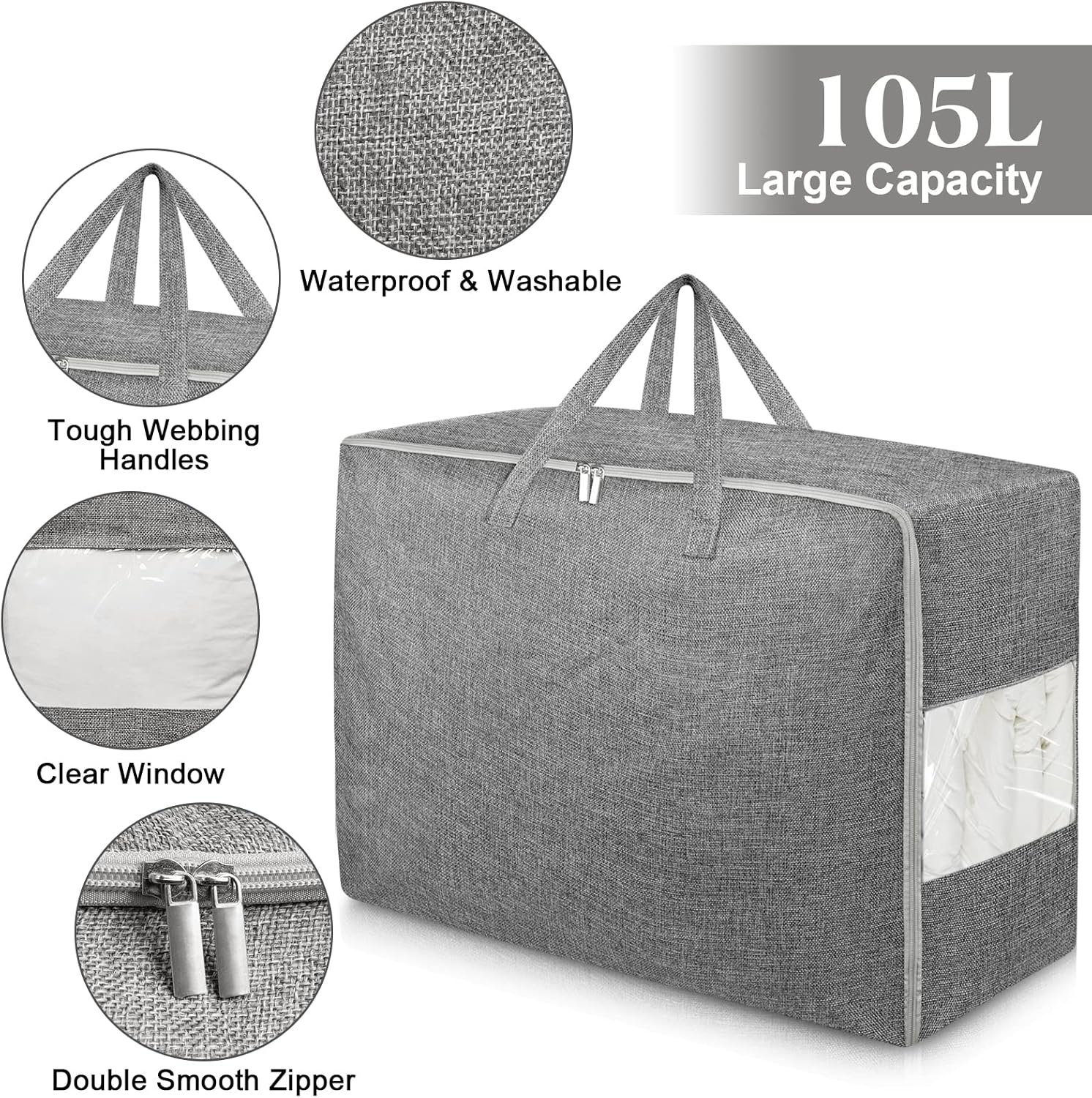 Rebrilliant 2Pack 105L Extra Large Storage Bags, Folding Moving ...