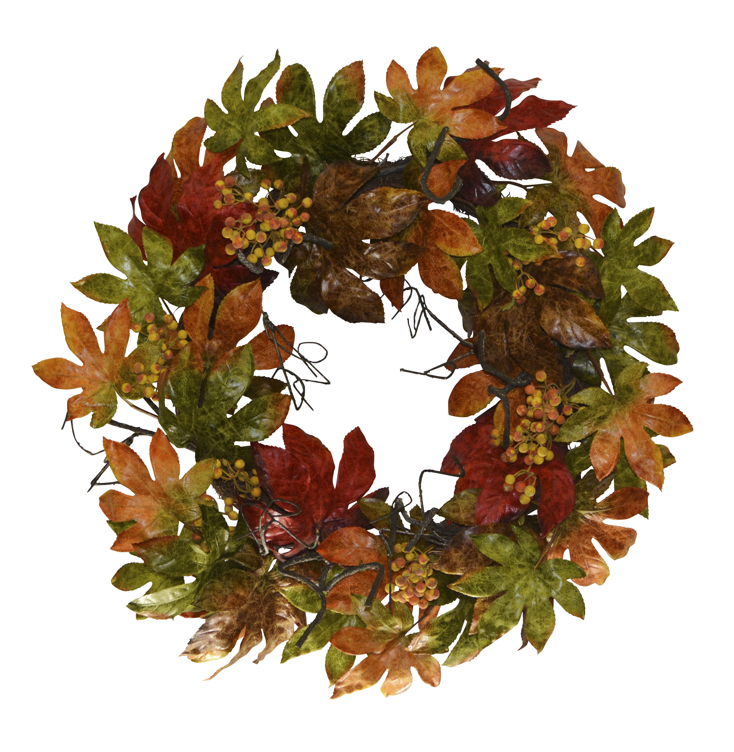 The Holiday Aisle® Fall Maple Leaves 30" Wreath & Reviews | Wayfair