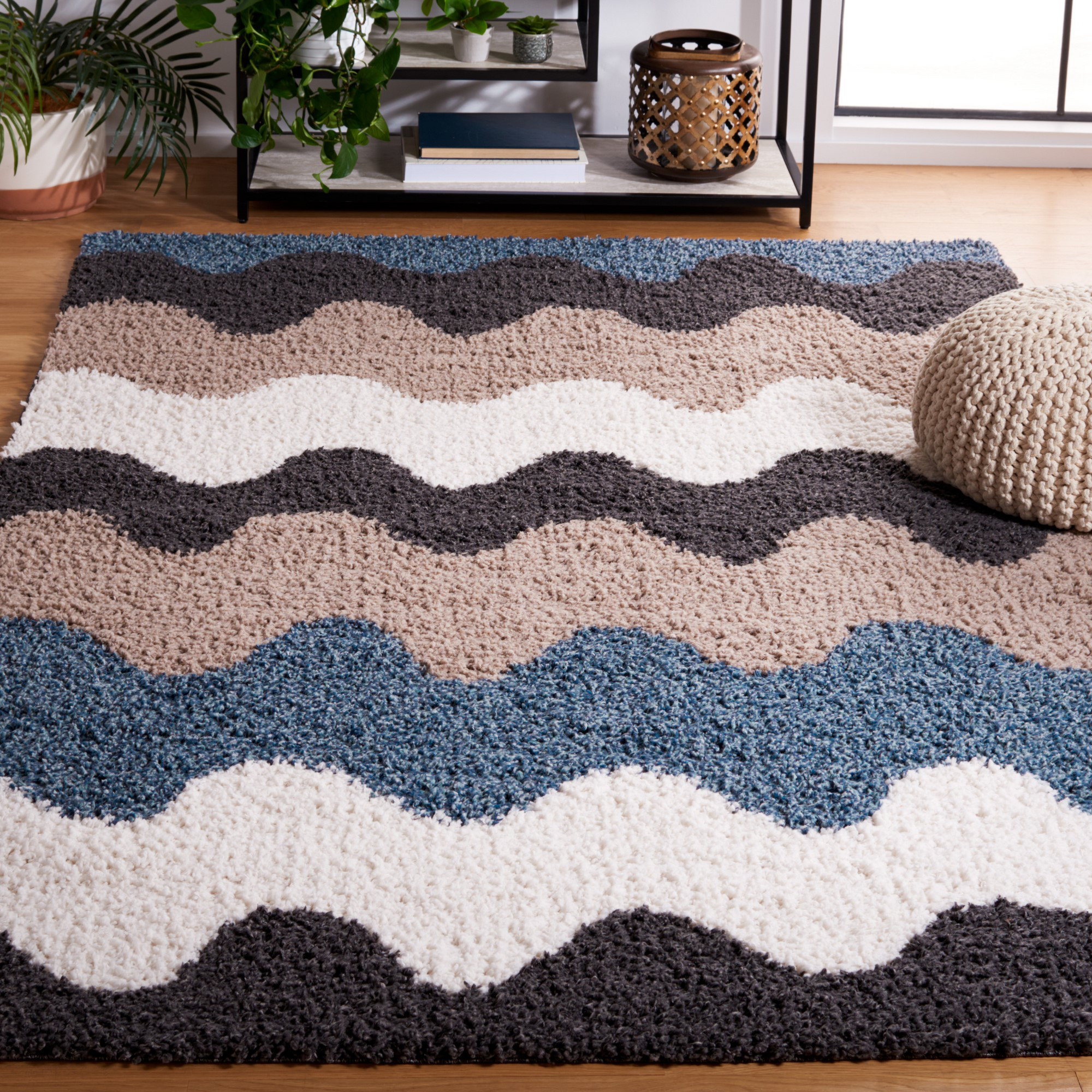Ebern Designs Calico Shag Performance Abstract Rug | Wayfair