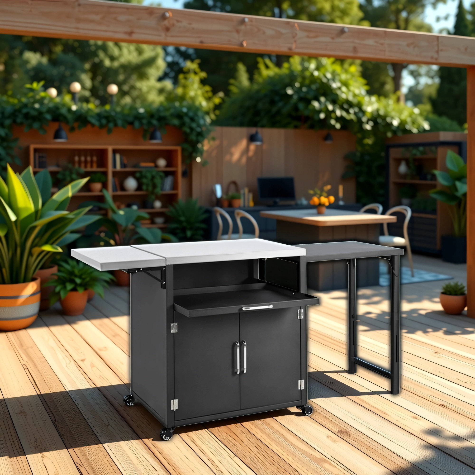 TONWIN Versatile Outdoor Cabinet With Foldable And Extendable Worktop ...