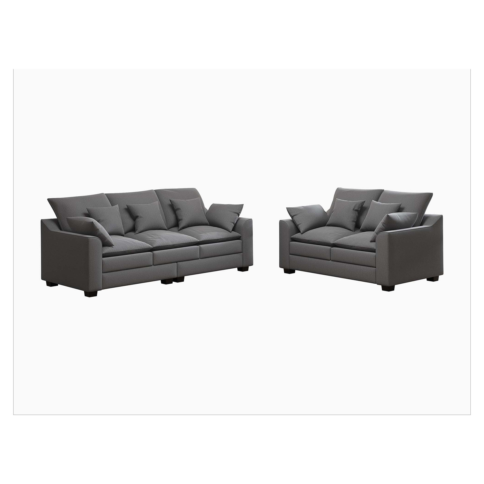 Latitude Run® 2 Pieces Sofa Couch 3-Seater and Loveseat with Pillows ...